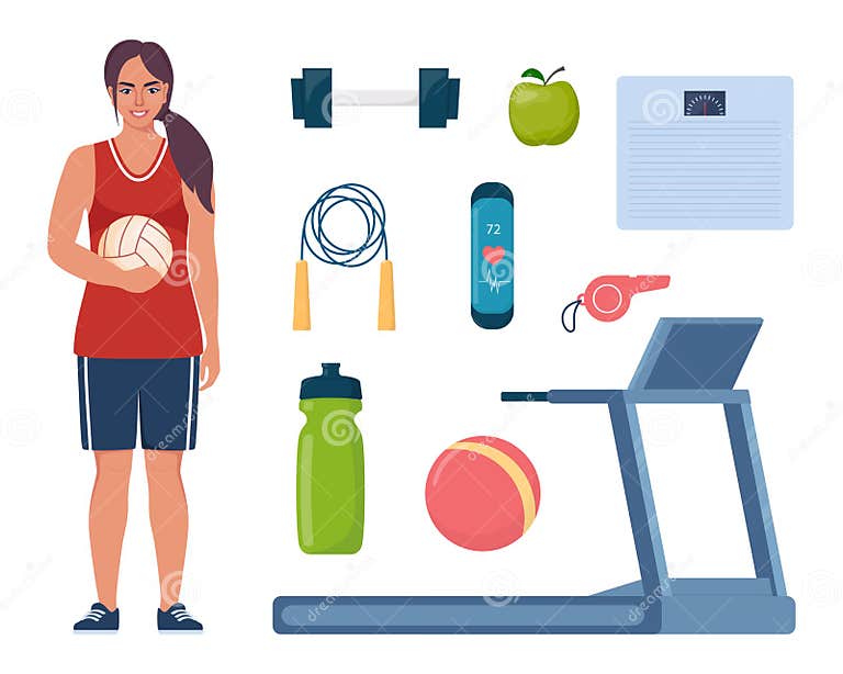 Woman Dressed In Sports Clothes Gym Sport Fitness Exercise Workout