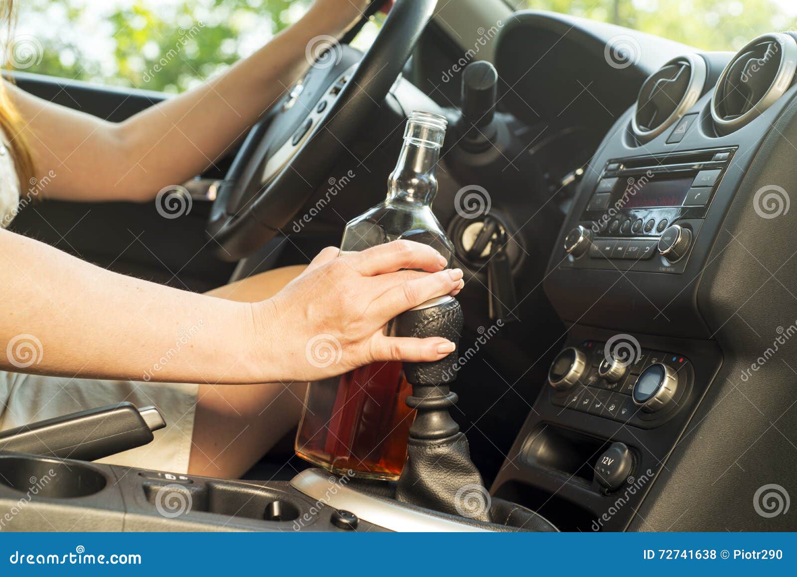 Woman Drinking Alcohol in the Car. Stock Photo - Image of drunk ...