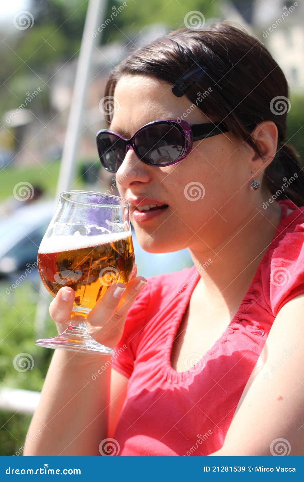 Woman drinking beer stock image. Image of female, person - 21281539