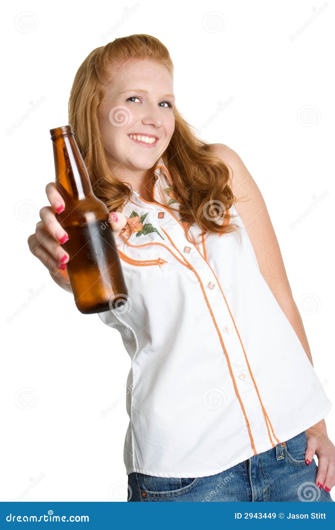 Woman Drinking Beer stock image. Image of background, happy - 2943449