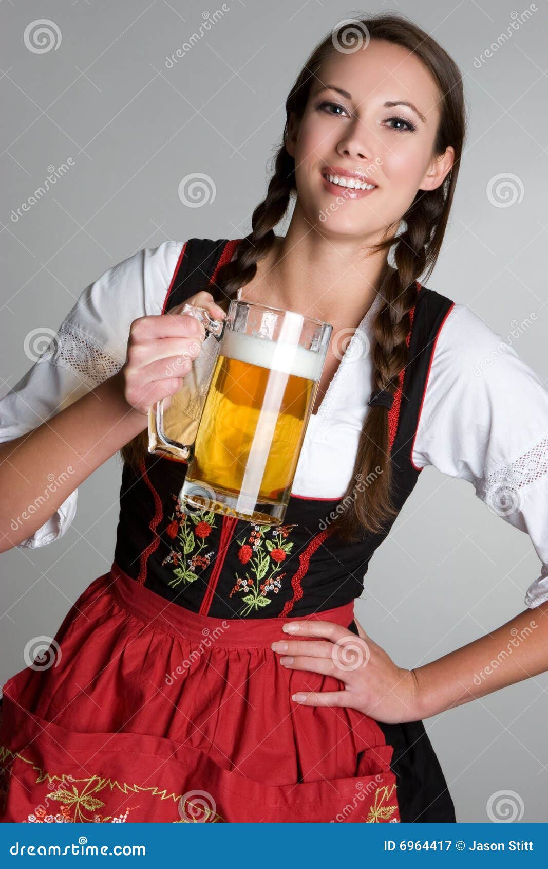 Woman Drinking Beer stock image. Image of pretty, german - 6964417