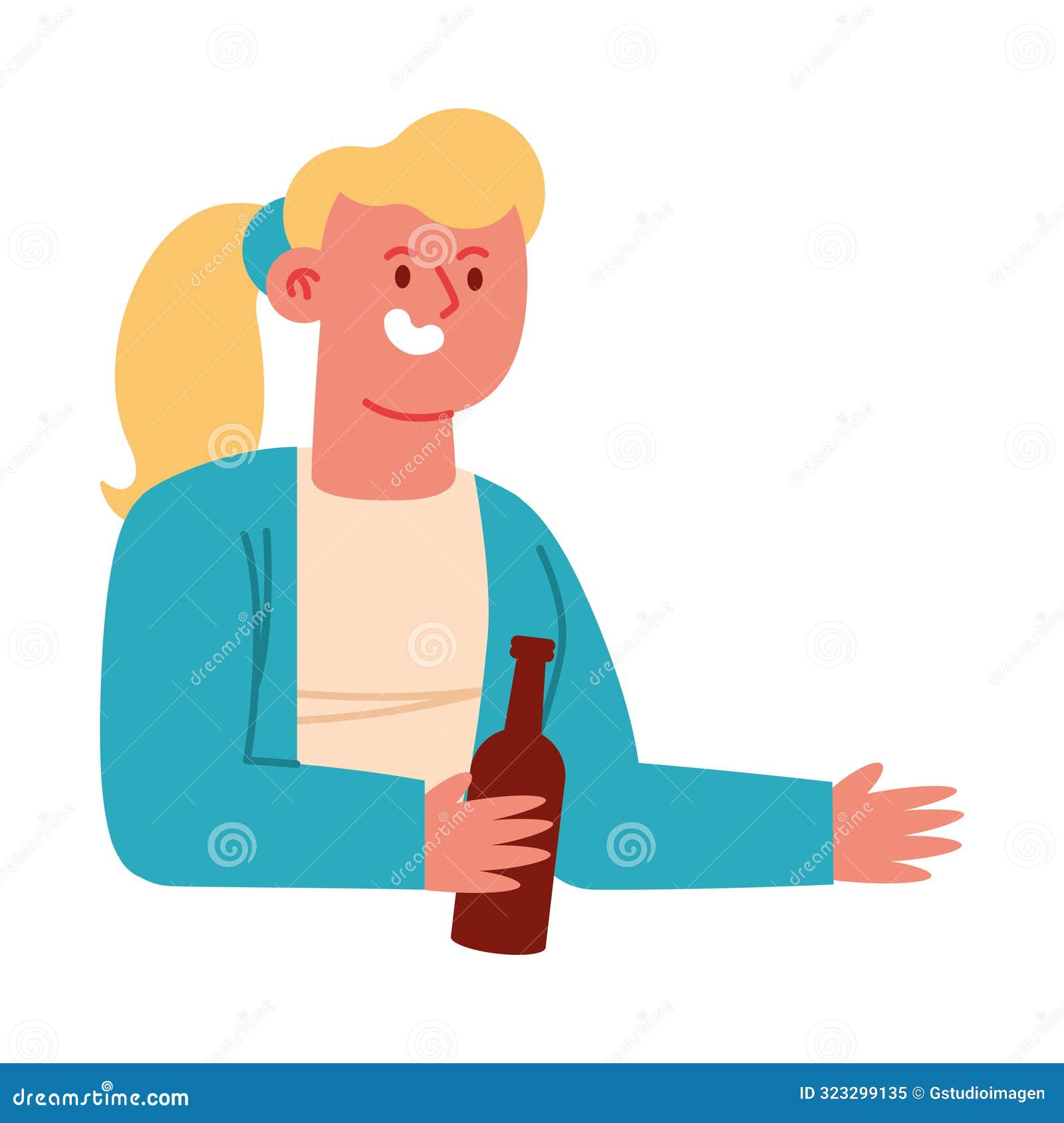 Woman Drinking Beer Cartoon Stock Vector - Illustration of isolation, young: 323299135
