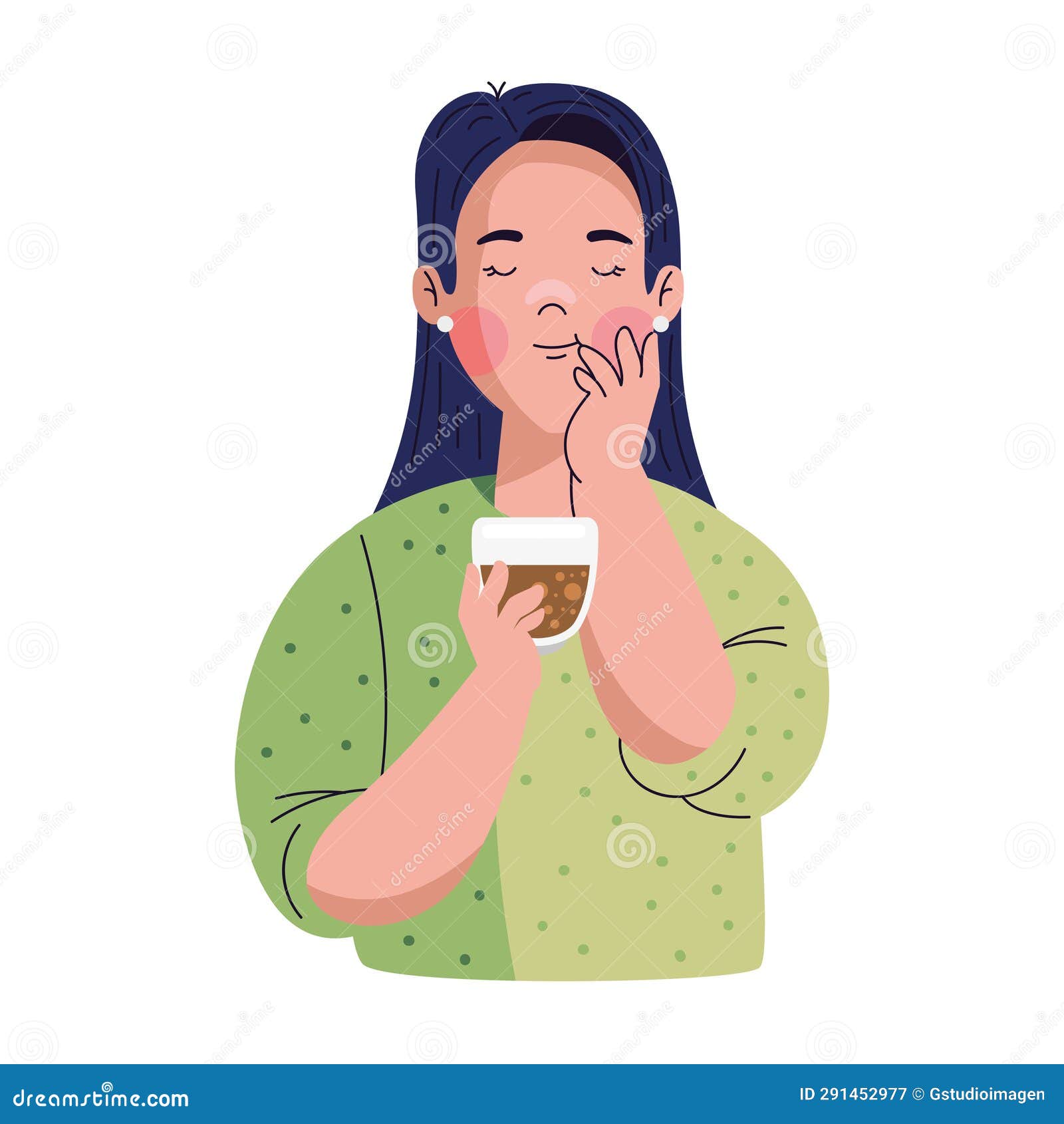Woman drinking coffee stock vector. Illustration of coffee - 291452977