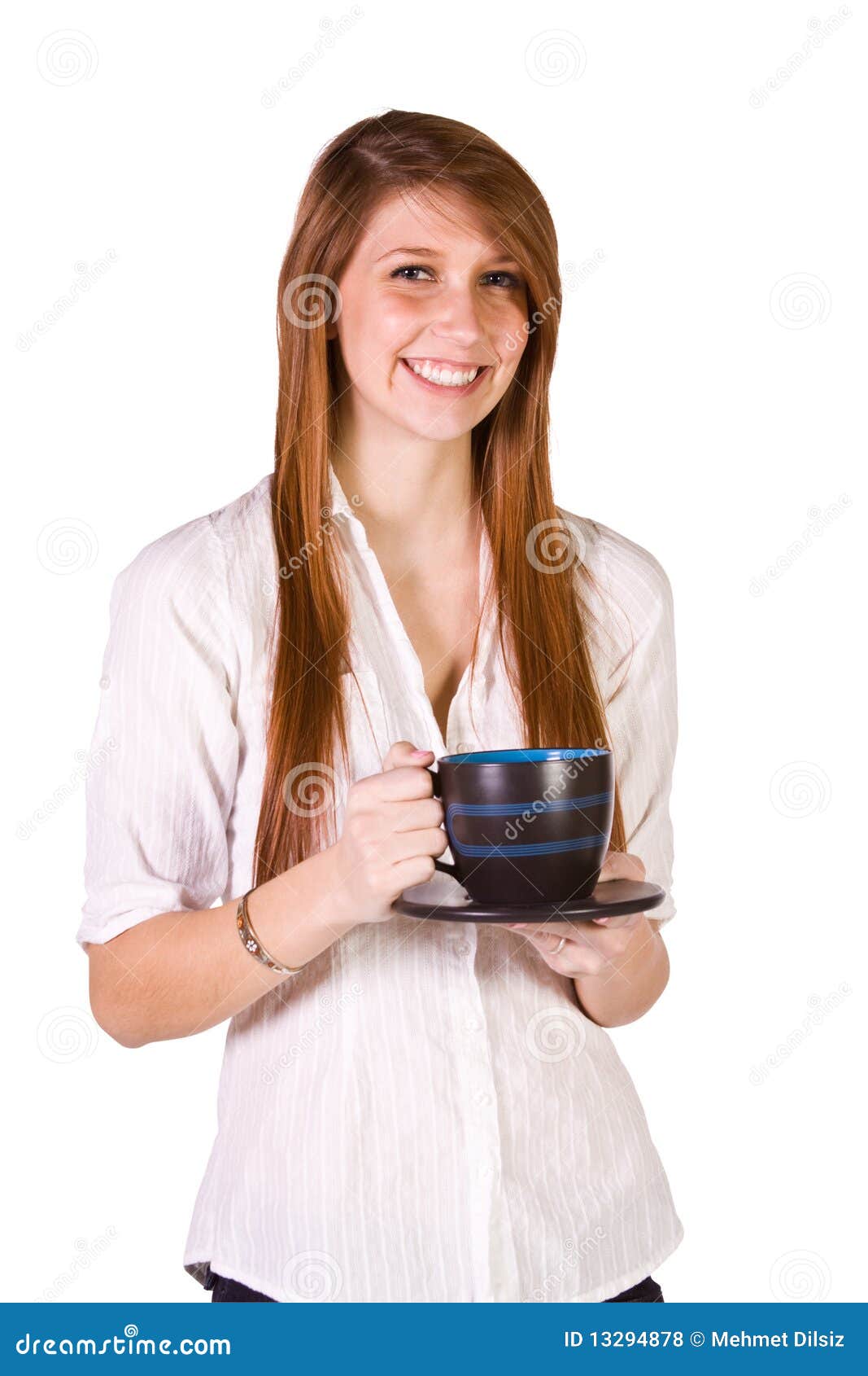 Woman Drinking Coffee Standing Up Stock Photo - Image of businesswoman ...