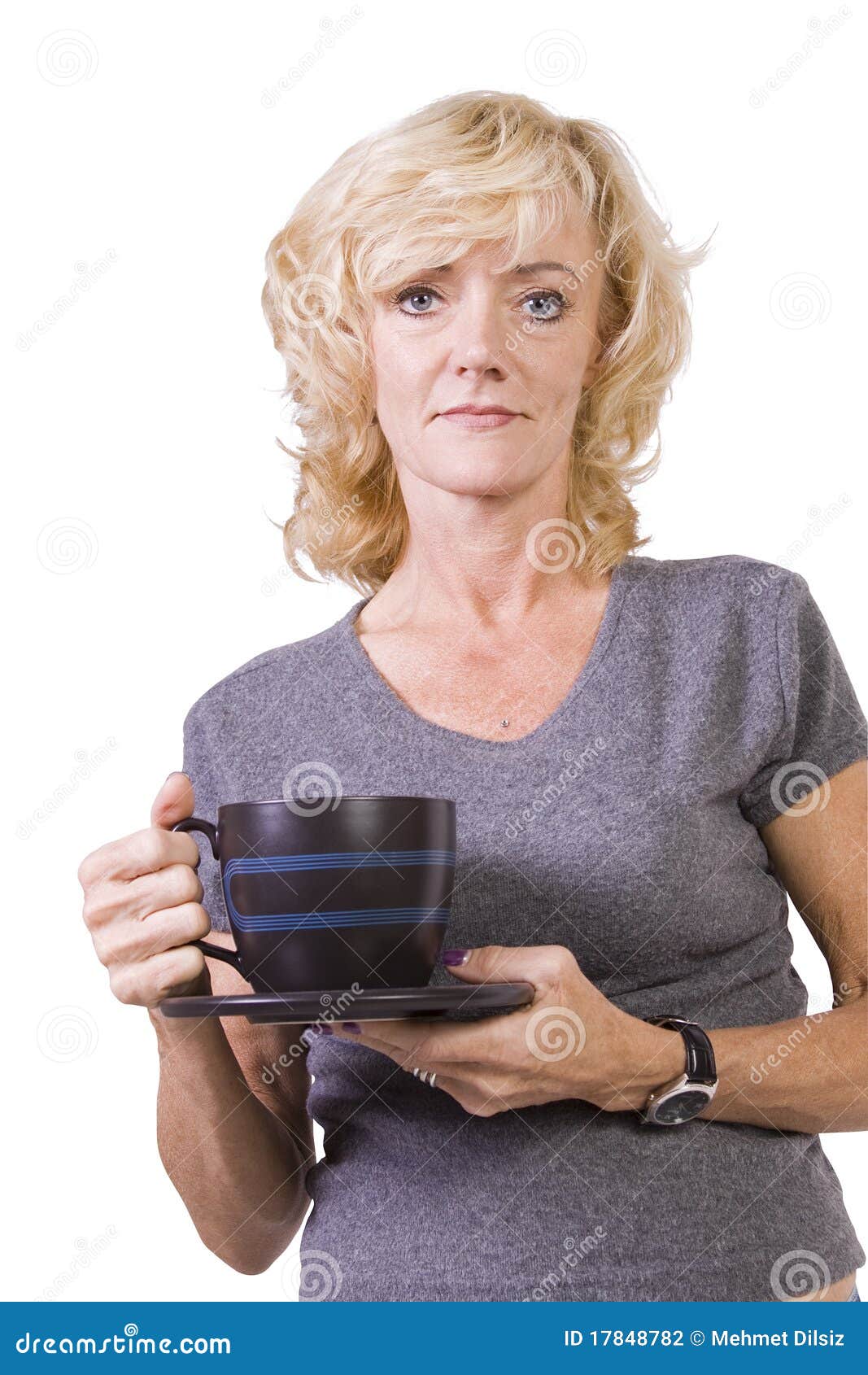 Woman Drinking Coffee Standing Up Stock Photo - Image of pretty, person ...