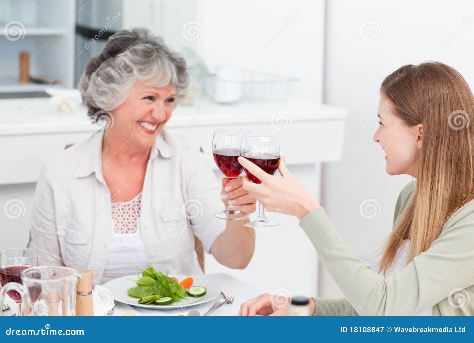 Woman Drinking with Her Mother Stock Image - Image of smile, glass ...