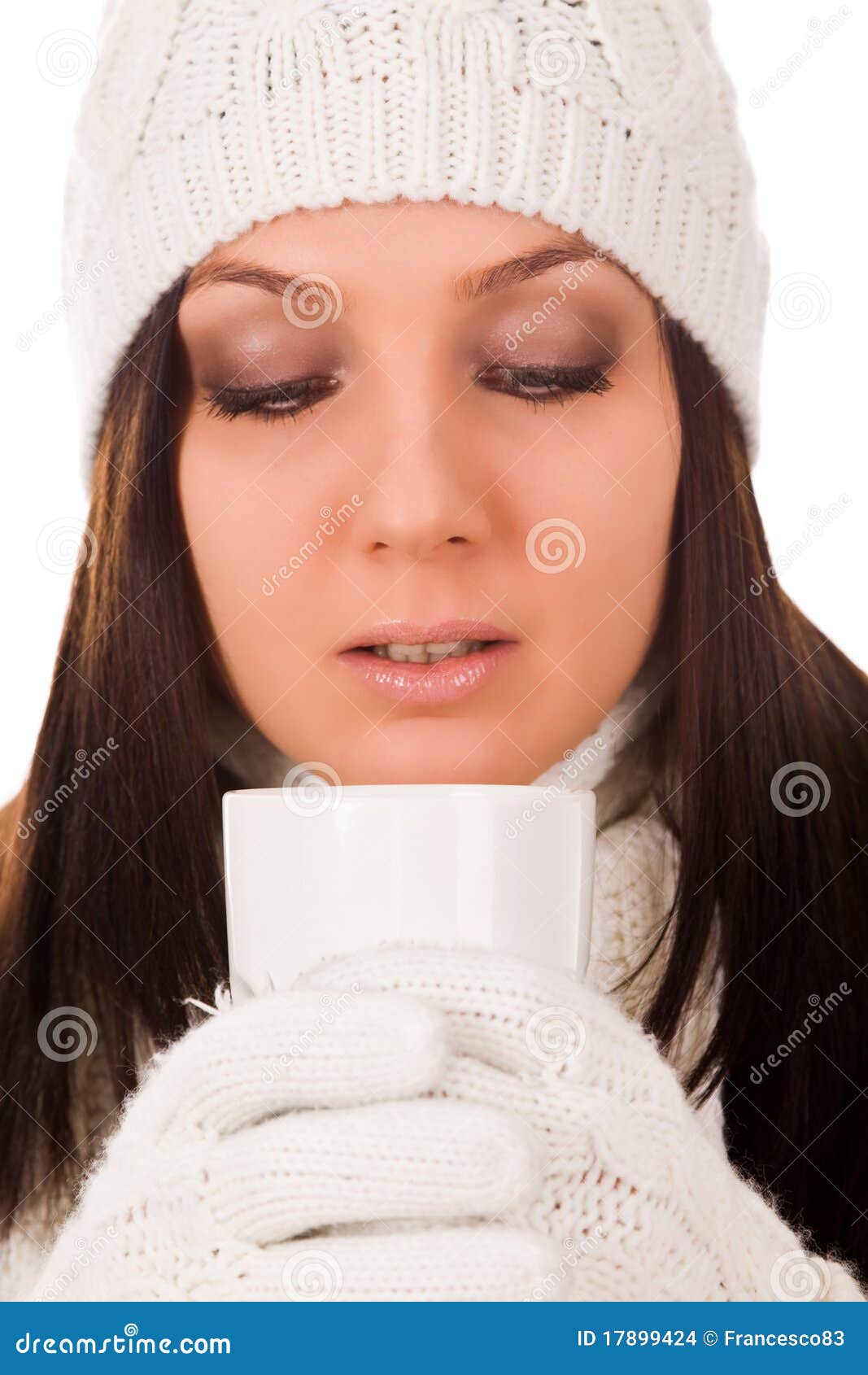 Woman is Drinking Hot Coffee Stock Photo - Image of eyes, beautiful ...