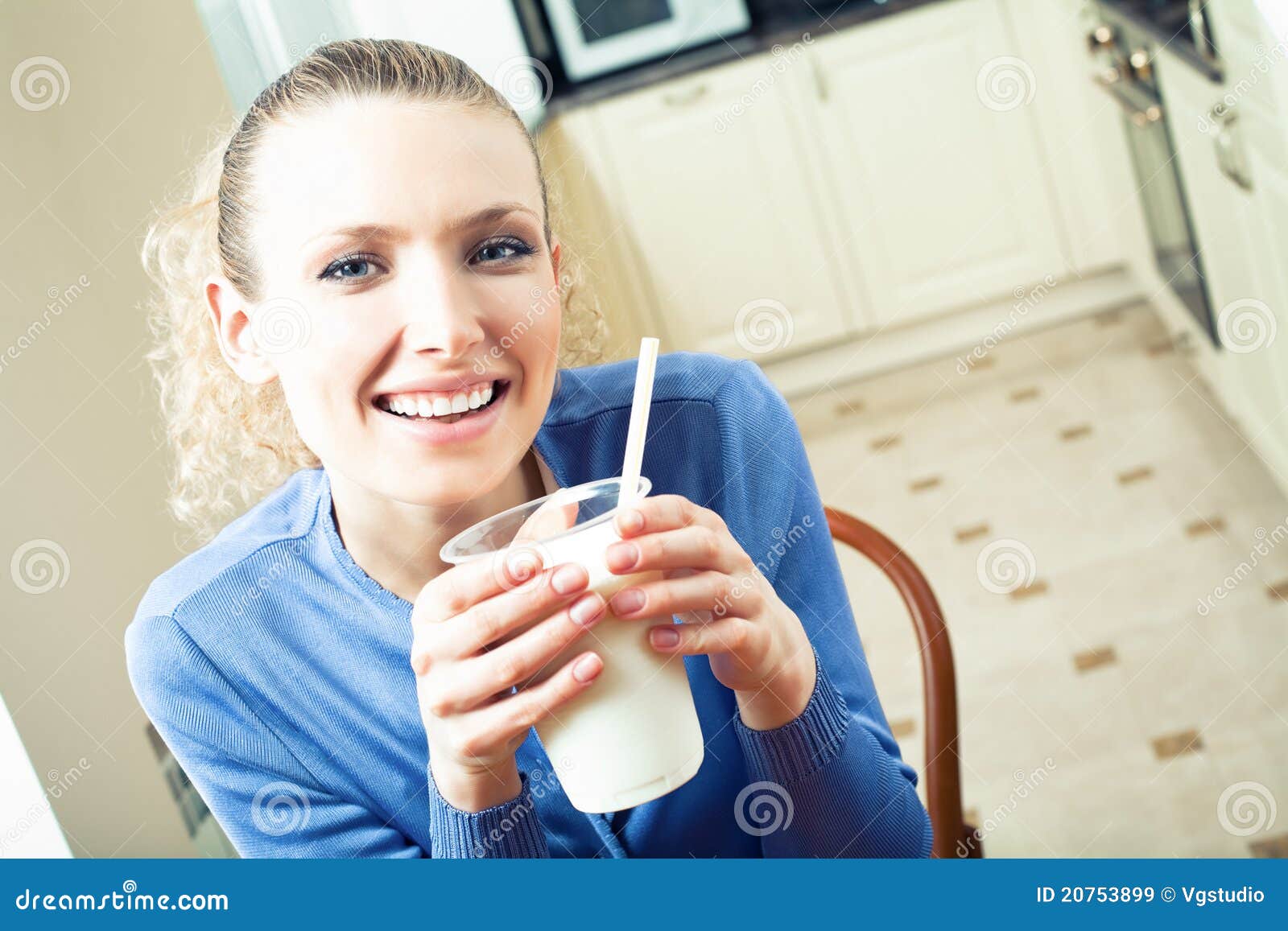 Woman drinking milk stock image. Image of product, home - 20753899
