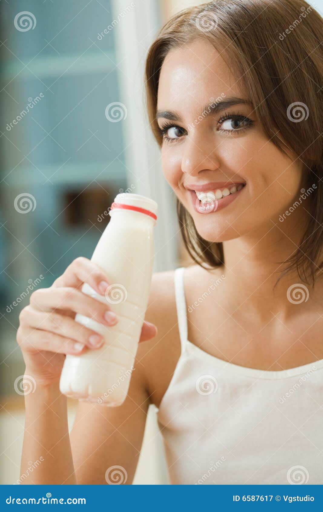 Woman drinking milk stock image. Image of drinking, home - 6587617