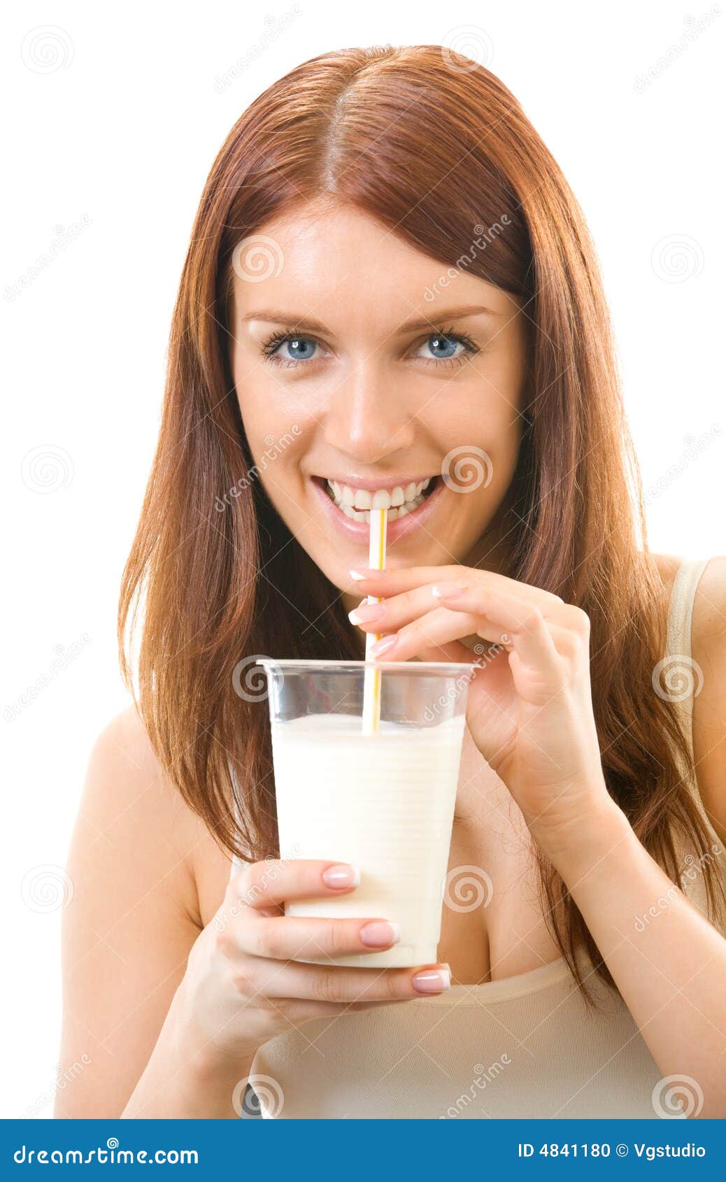 Woman Drinking Milk, Isolated Stock Photo - Image of caucasian, vitamin ...