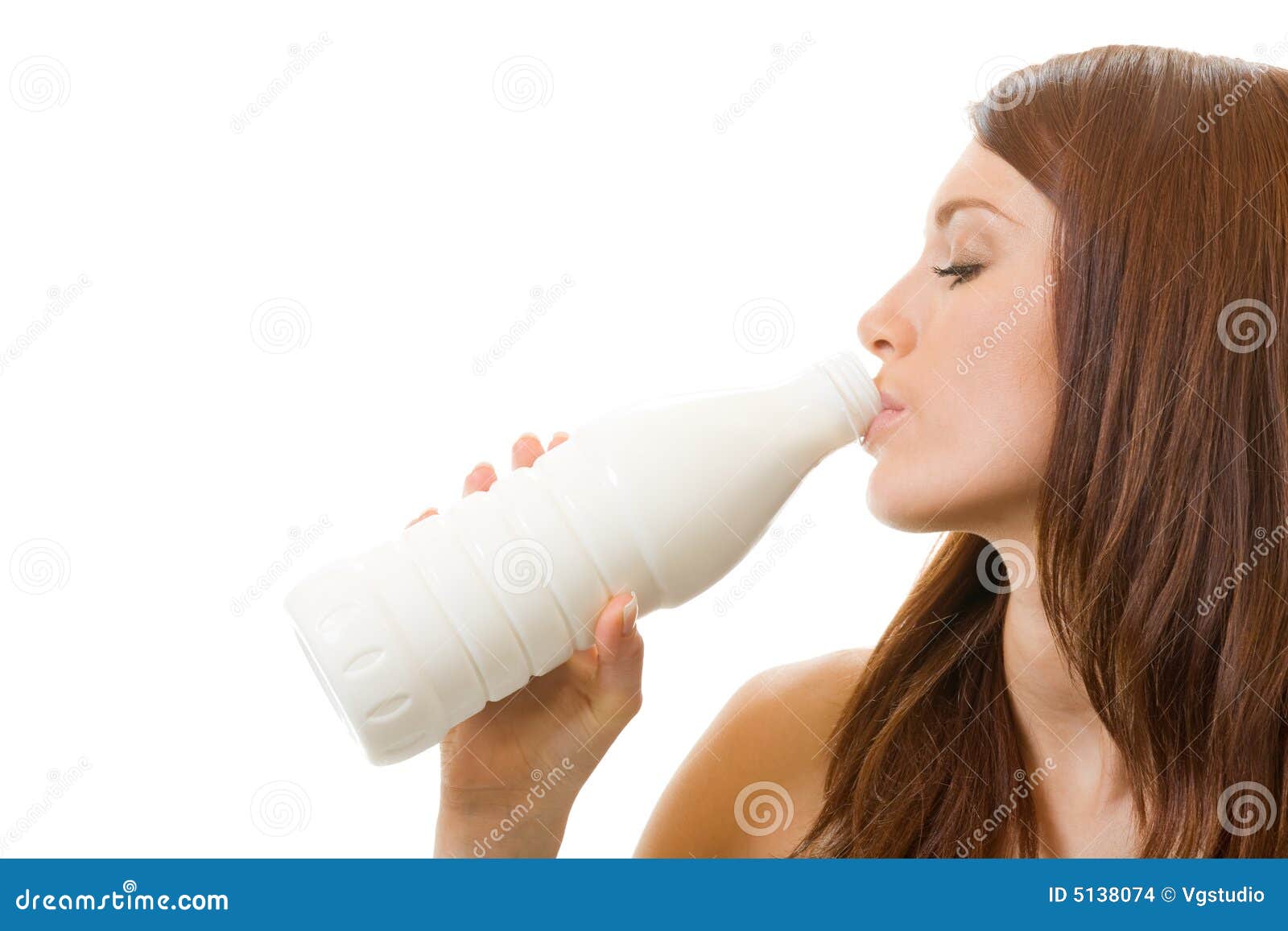 Woman Drinking Milk, Isolated Stock Photo - Image of happiness, person ...