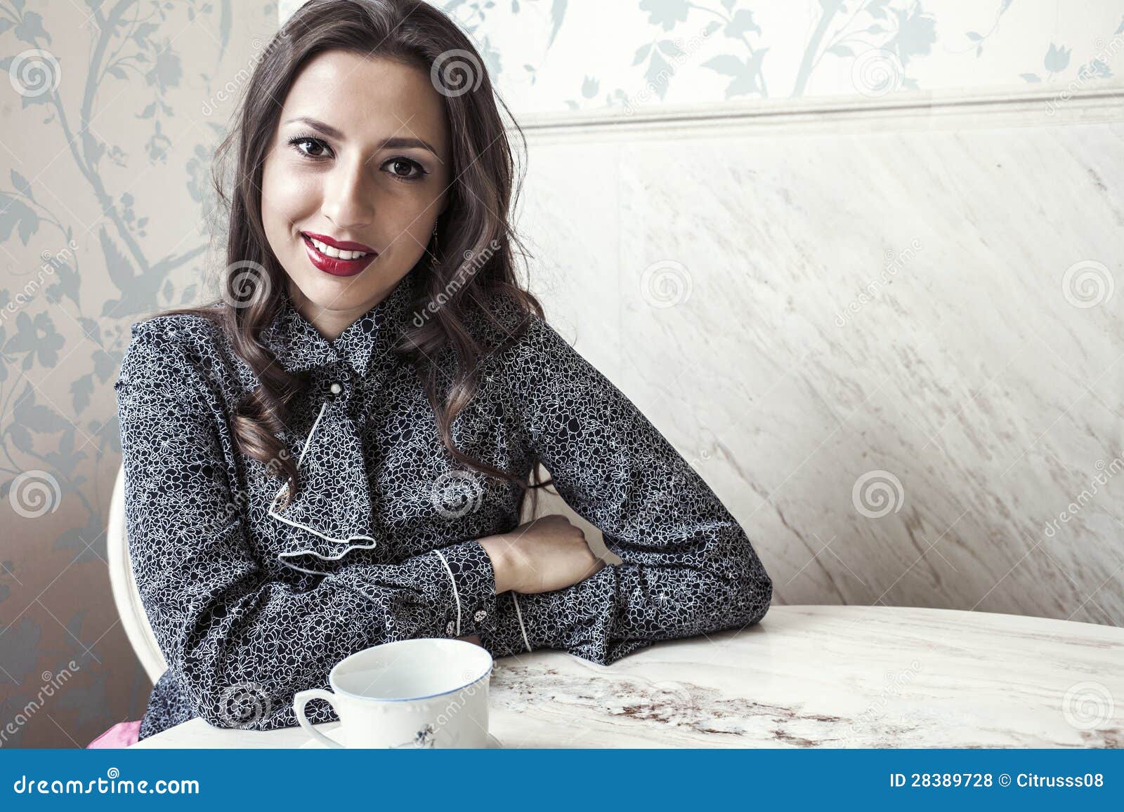 Woman drinking morning tea stock photo. Image of house - 28389728