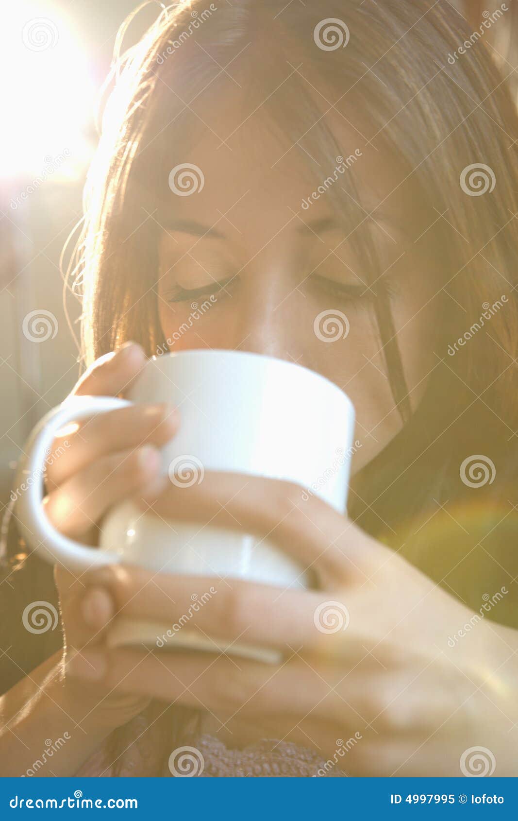 Woman drinking from mug stock image. Image of female, drinking - 4997995