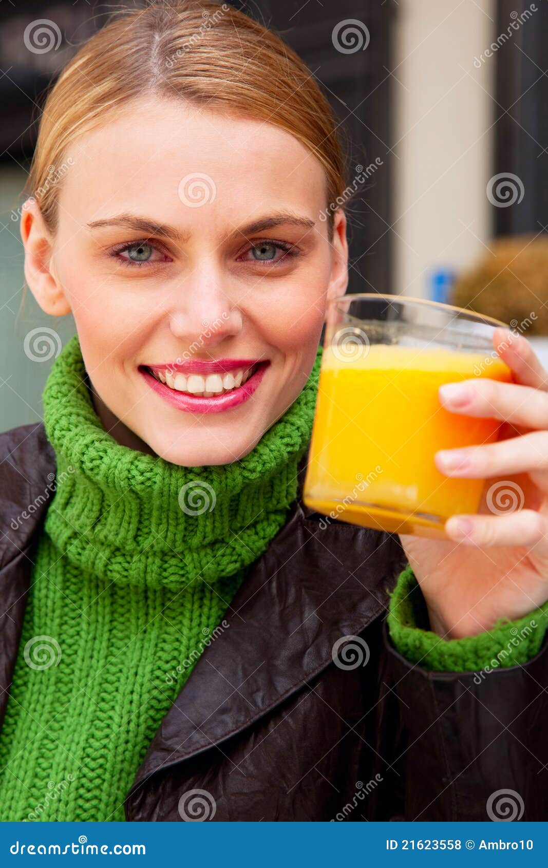 Woman Drinking Orange Juice Stock Photo - Image of glass, adult: 21623558