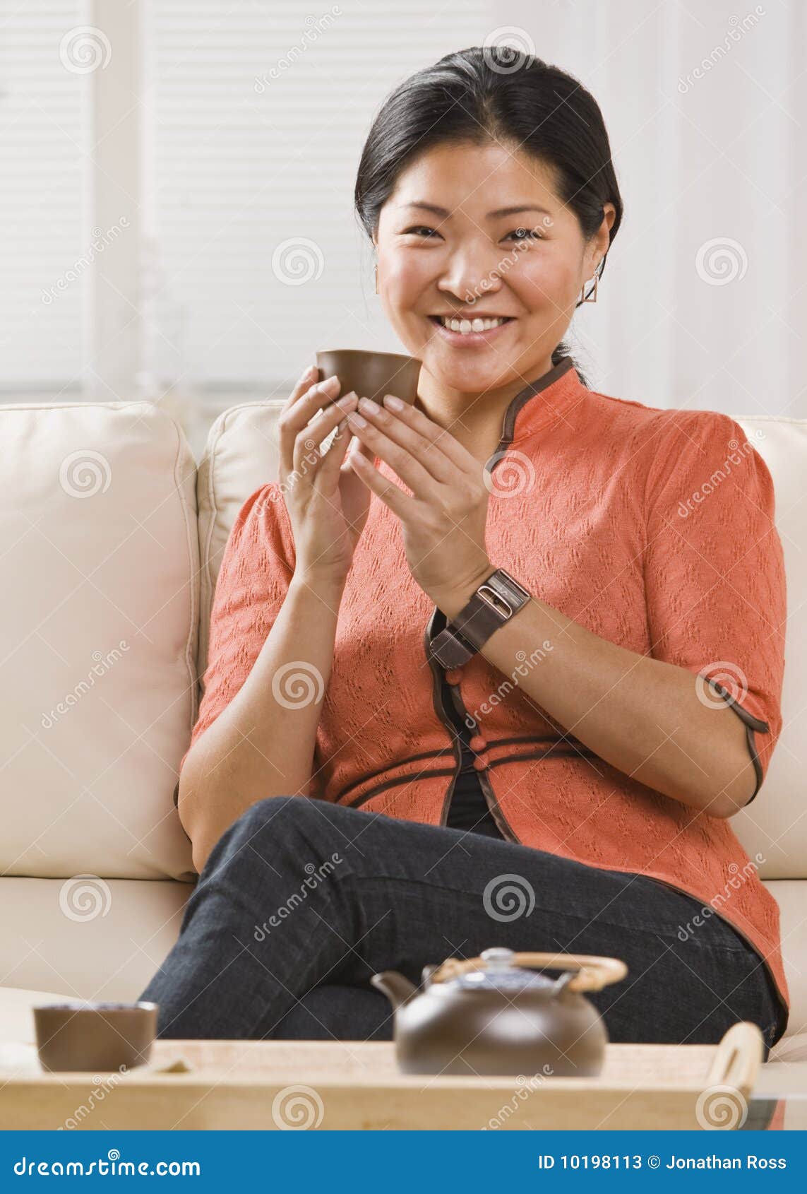 Woman Drinking Tea stock image. Image of hair, calm, seated - 10198113