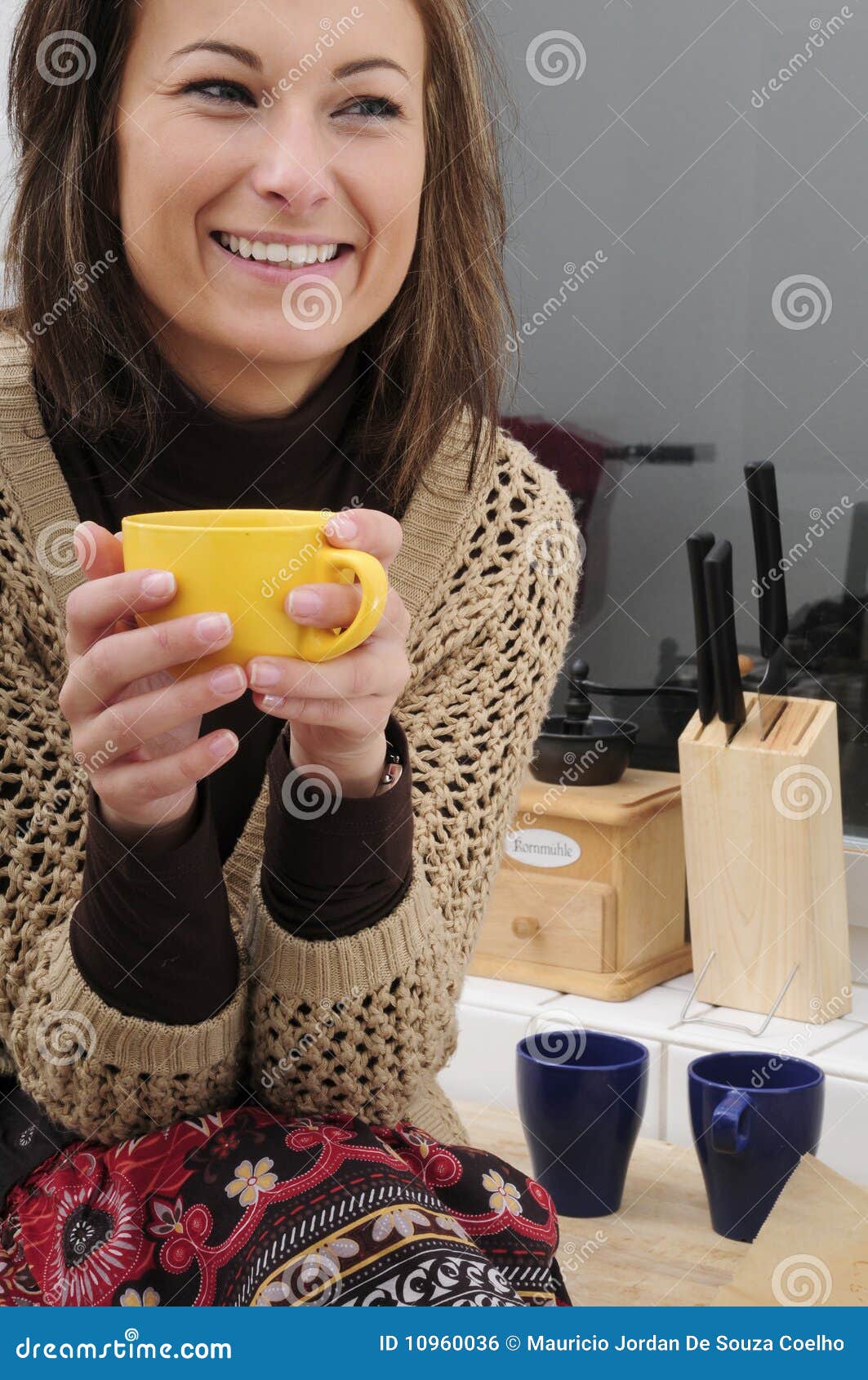 Woman drinking tea stock photo. Image of happy, lifestyle - 10960036