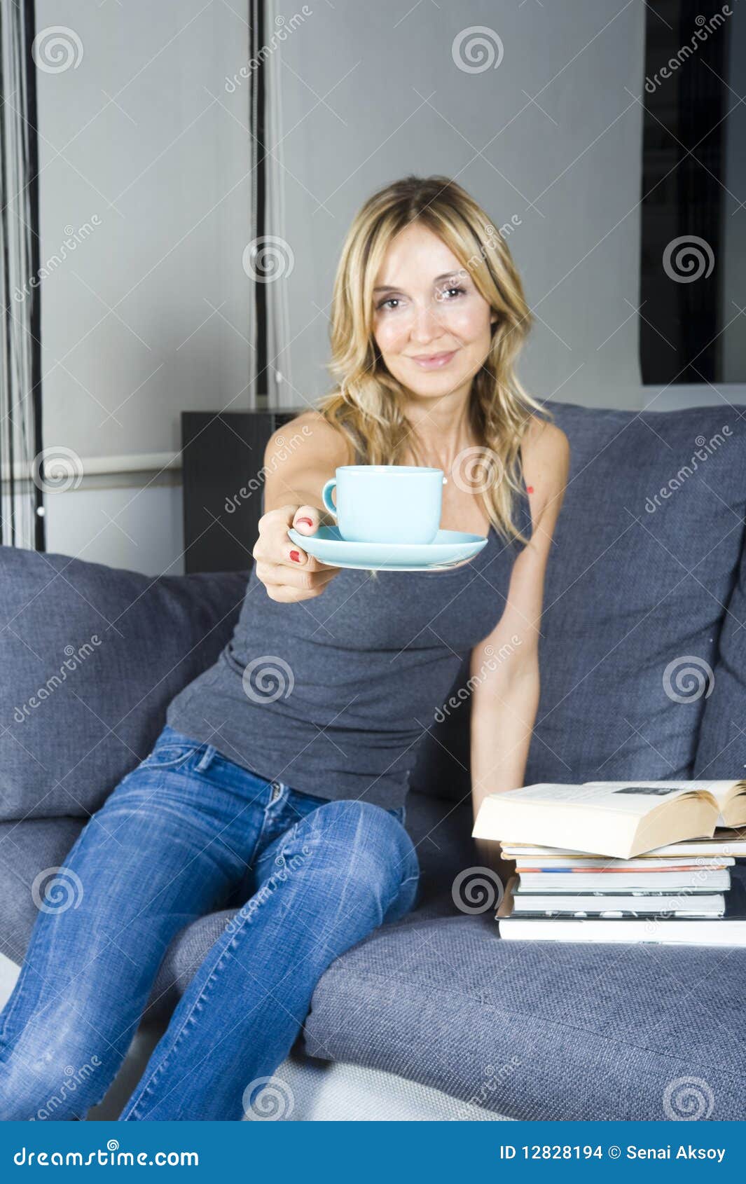 Woman Drinking Tea stock photo. Image of female, lifestyle - 12828194