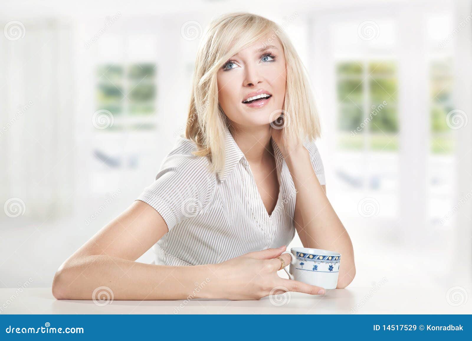 Woman drinking tea stock image. Image of cheerful, beautiful - 14517529