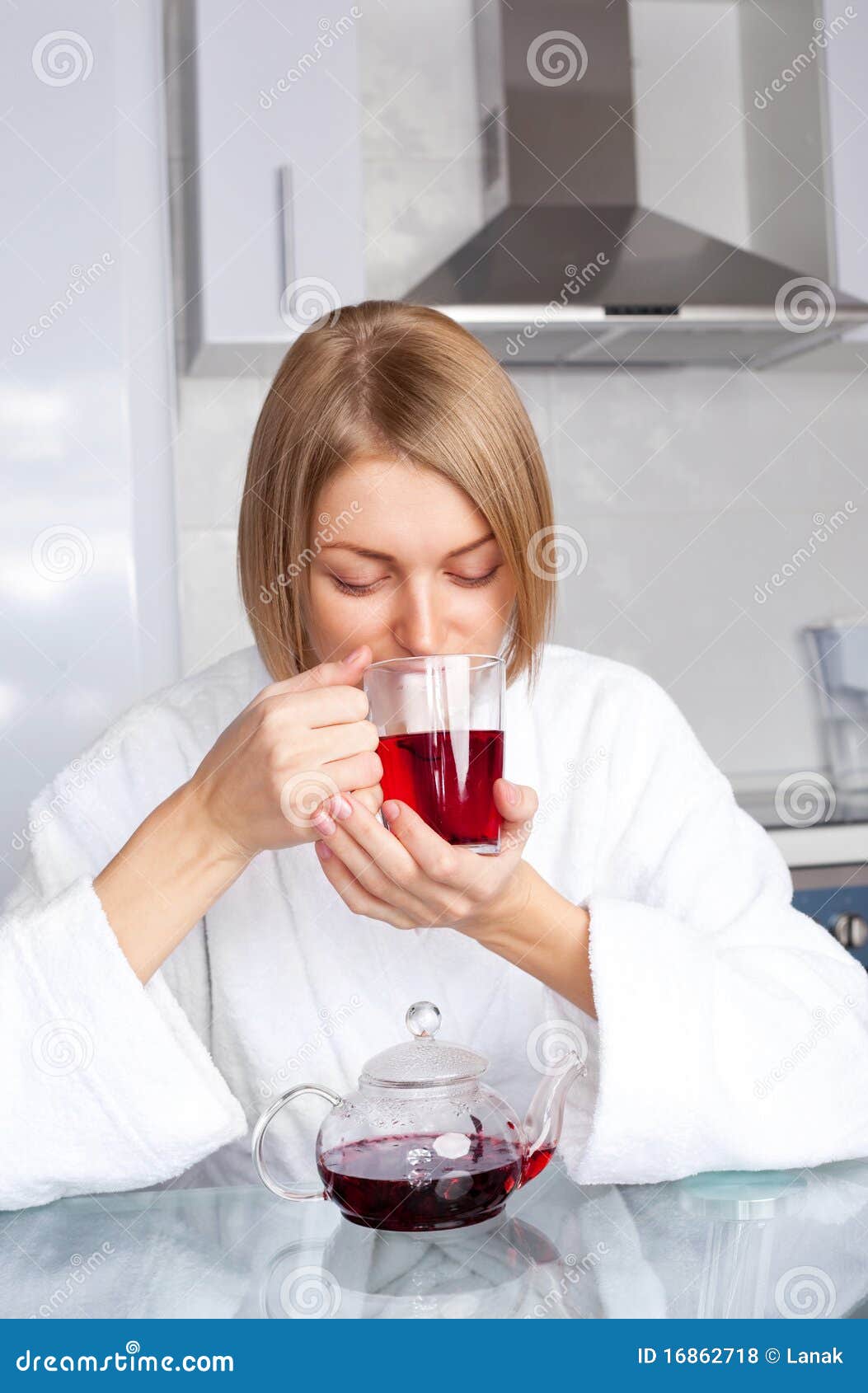 Woman drinking tea stock photo. Image of glass, aroma - 16862718