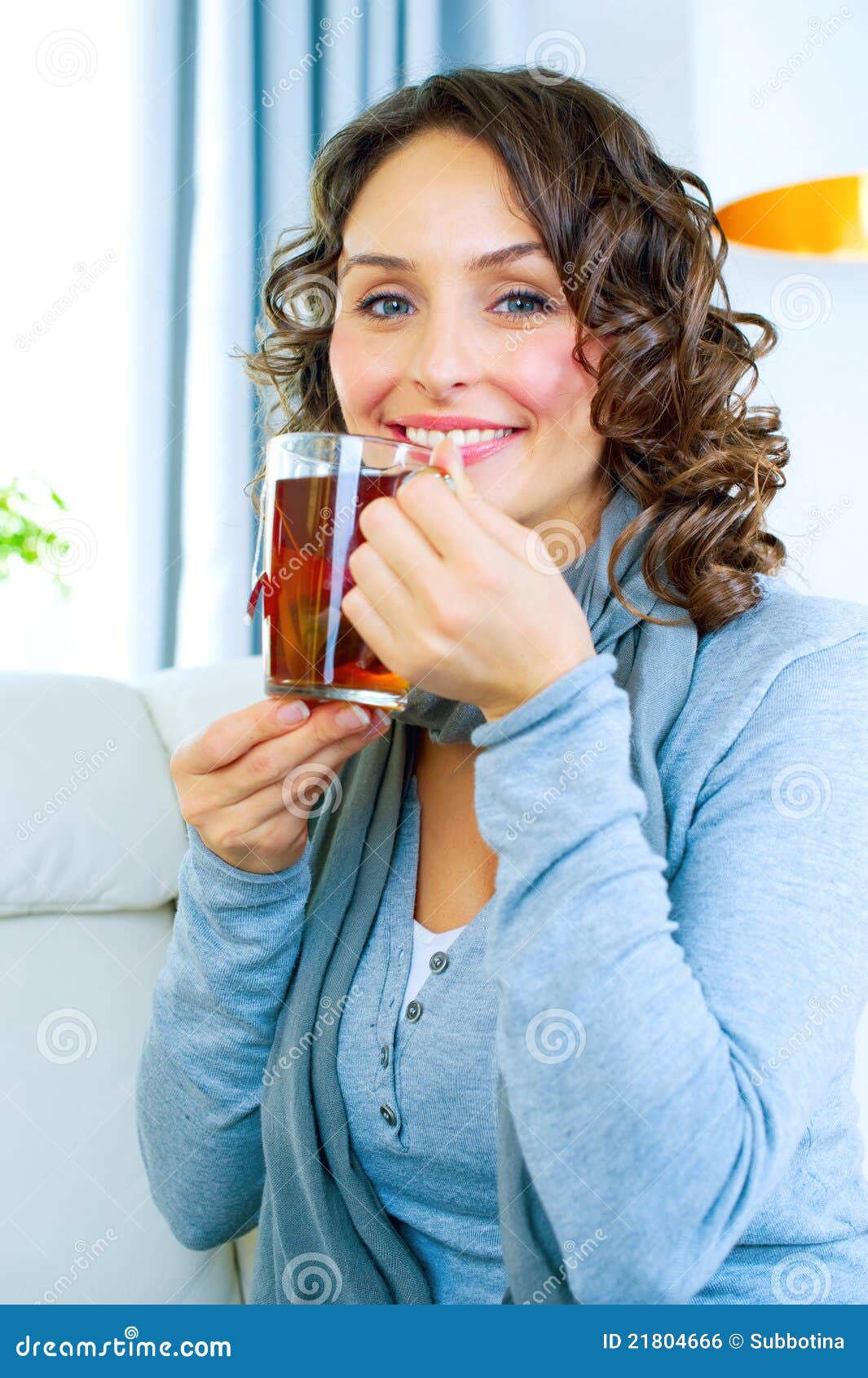 Woman drinking tea stock photo. Image of enjoymant, care - 21804666
