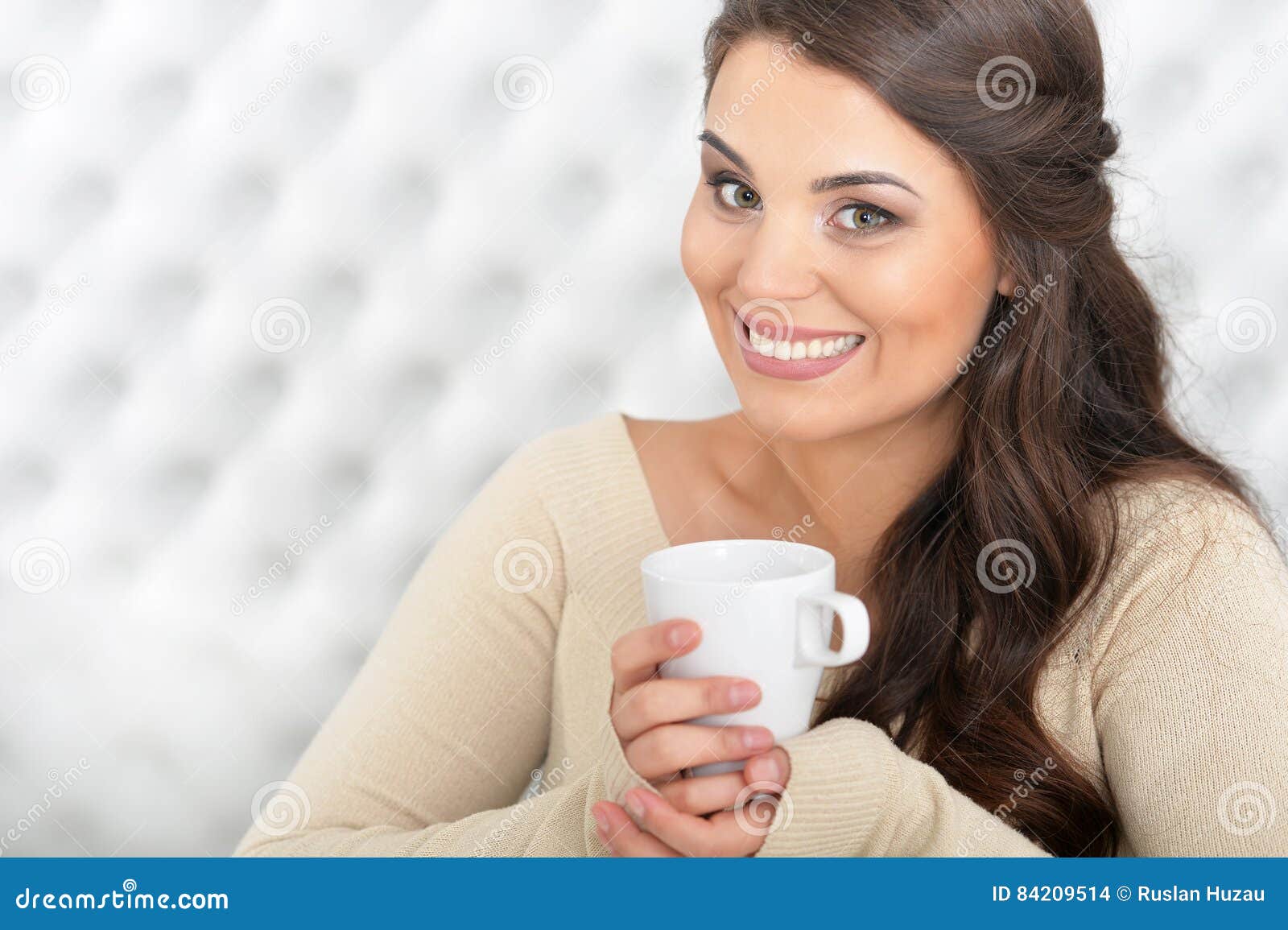Woman drinking tea stock photo. Image of fresh, hairstyle - 84209514