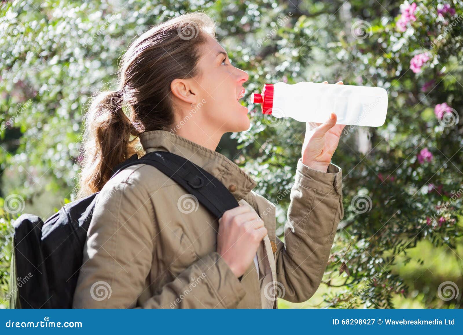 Woman Drinking Water while Doing a Break Stock Image - Image of ...