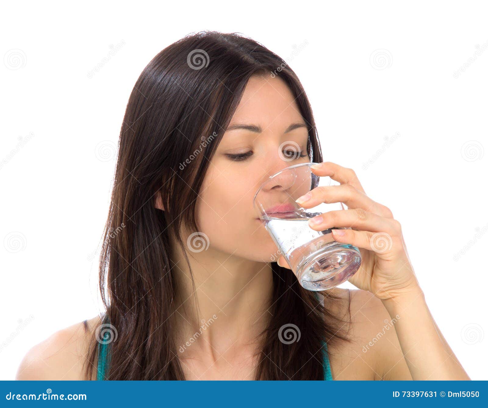 Woman Drinking Water Isolated Stock Image - Image of hydrate, beauty ...