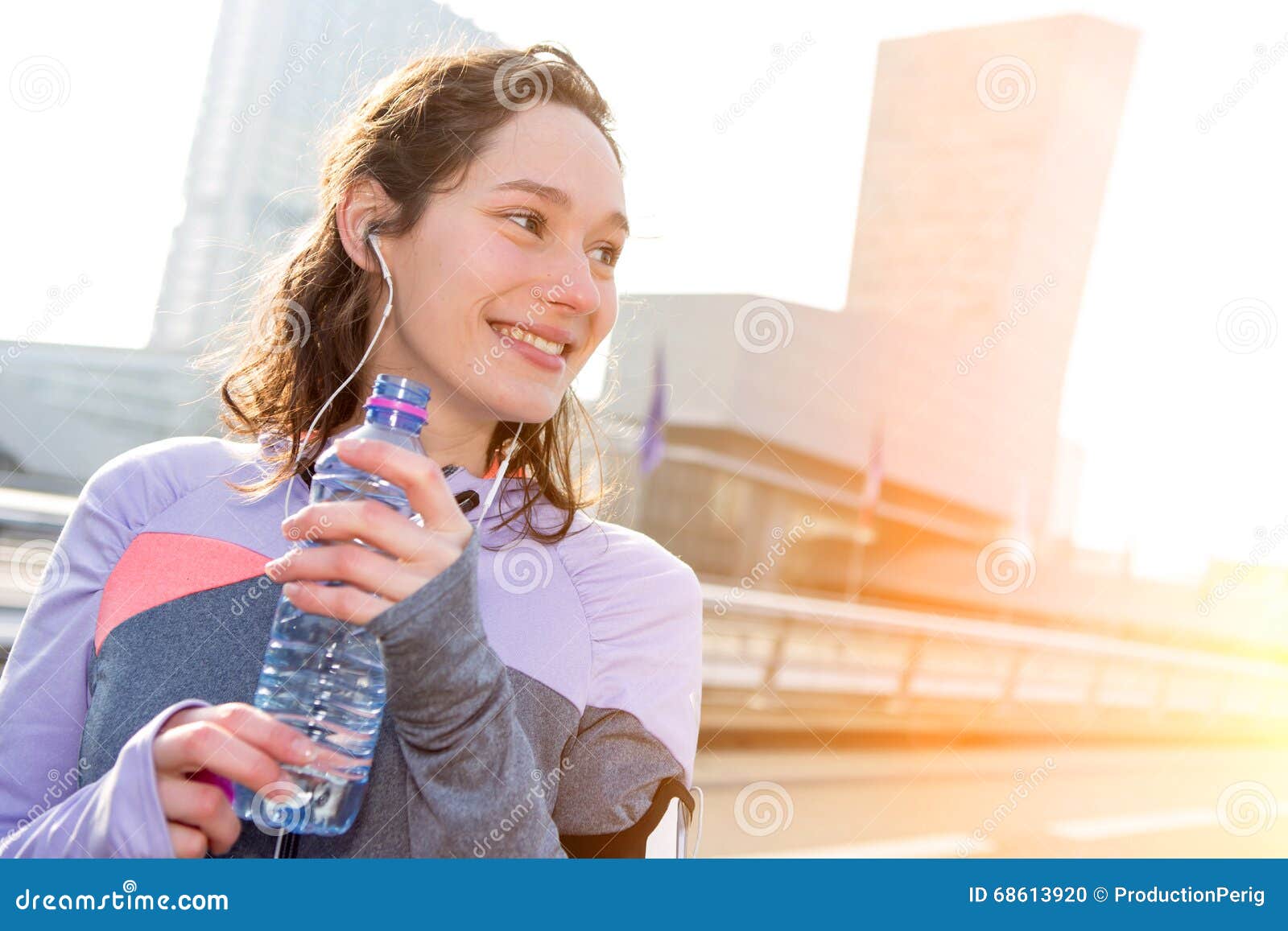 Woman Drinking Water during a Running Session Stock Photo - Image of ...