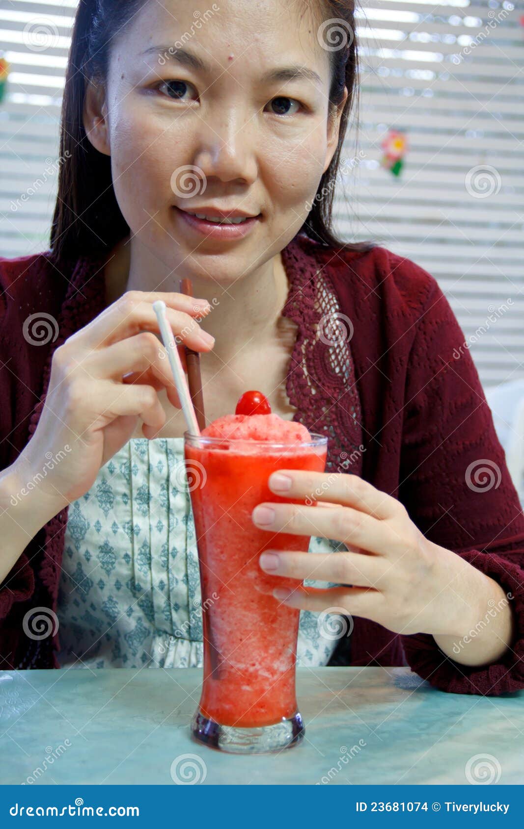 Woman Drinking Watermelon Juice. Stock Photo - Image of bright, juice ...