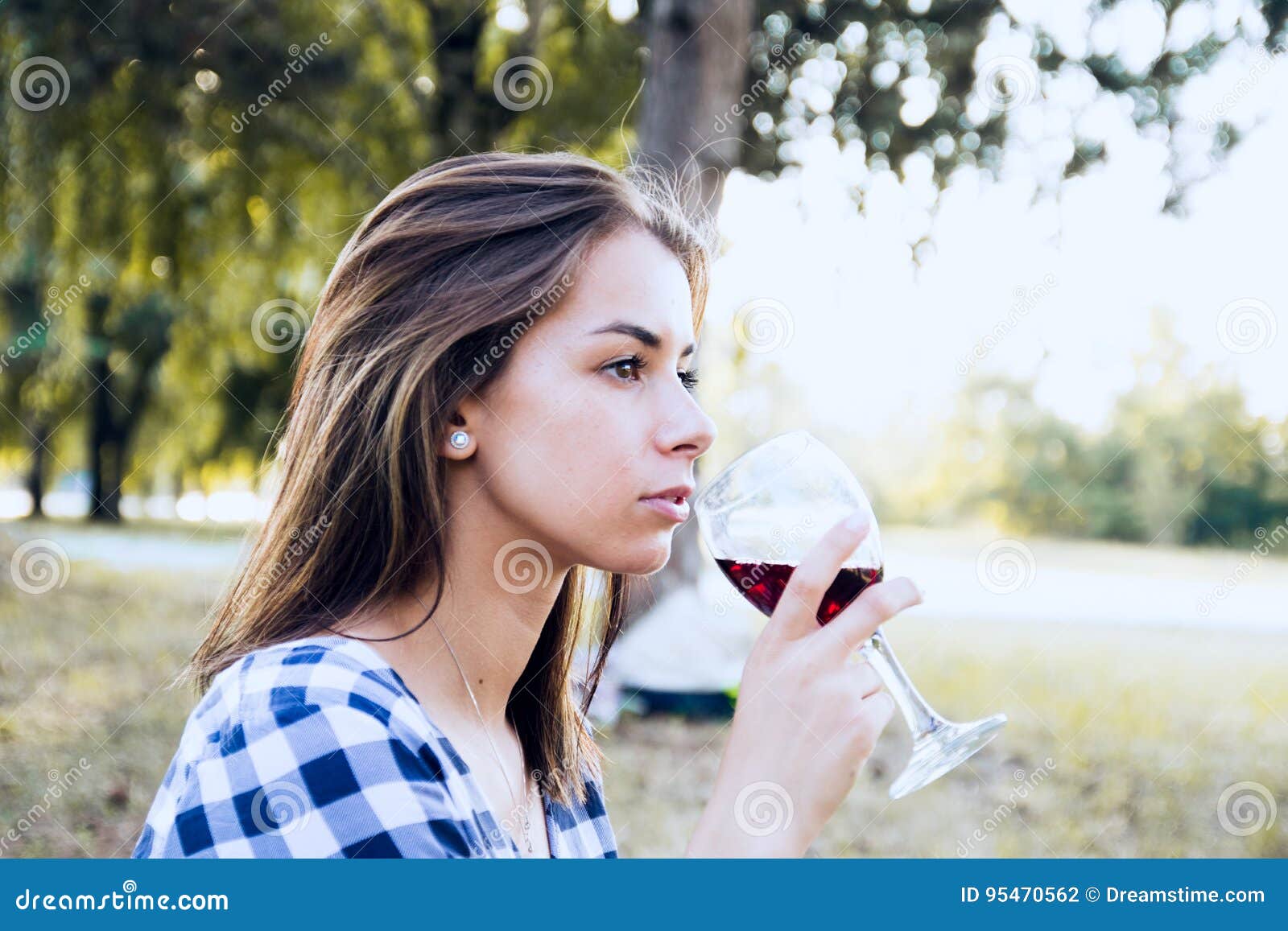 Woman Drinking Wine and Thinking about Future Stock Photo - Image of ...