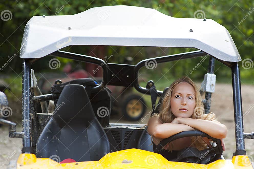 Woman Driver Behind the Wheel of Buggy Stock Image - Image of driver ...