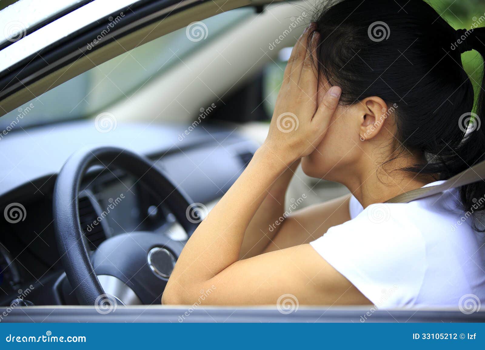 Woman driver sad in car stock photo. Image of auto, exhausted - 33105212