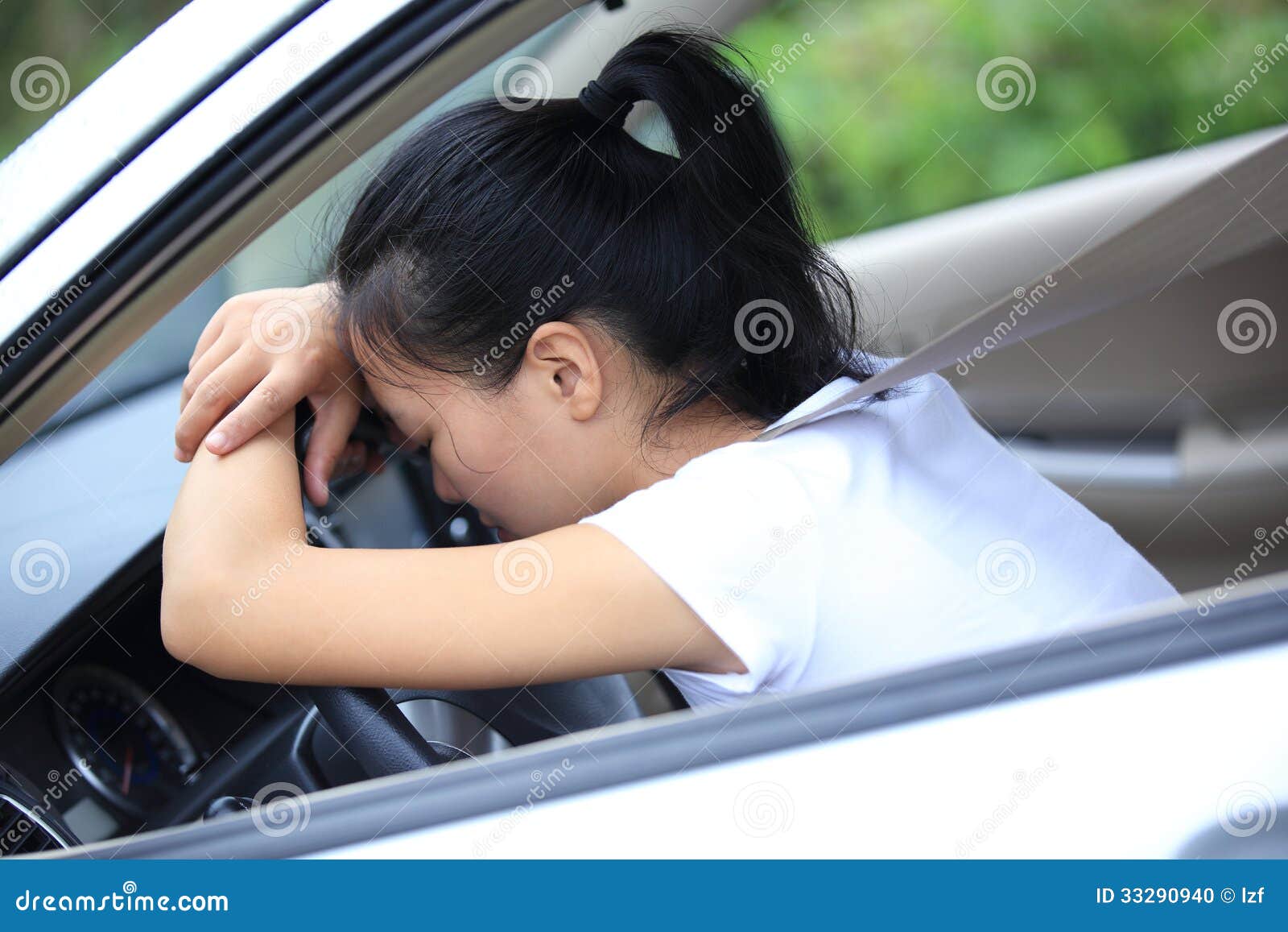 Woman driver sad in car stock photo. Image of interior - 33290940
