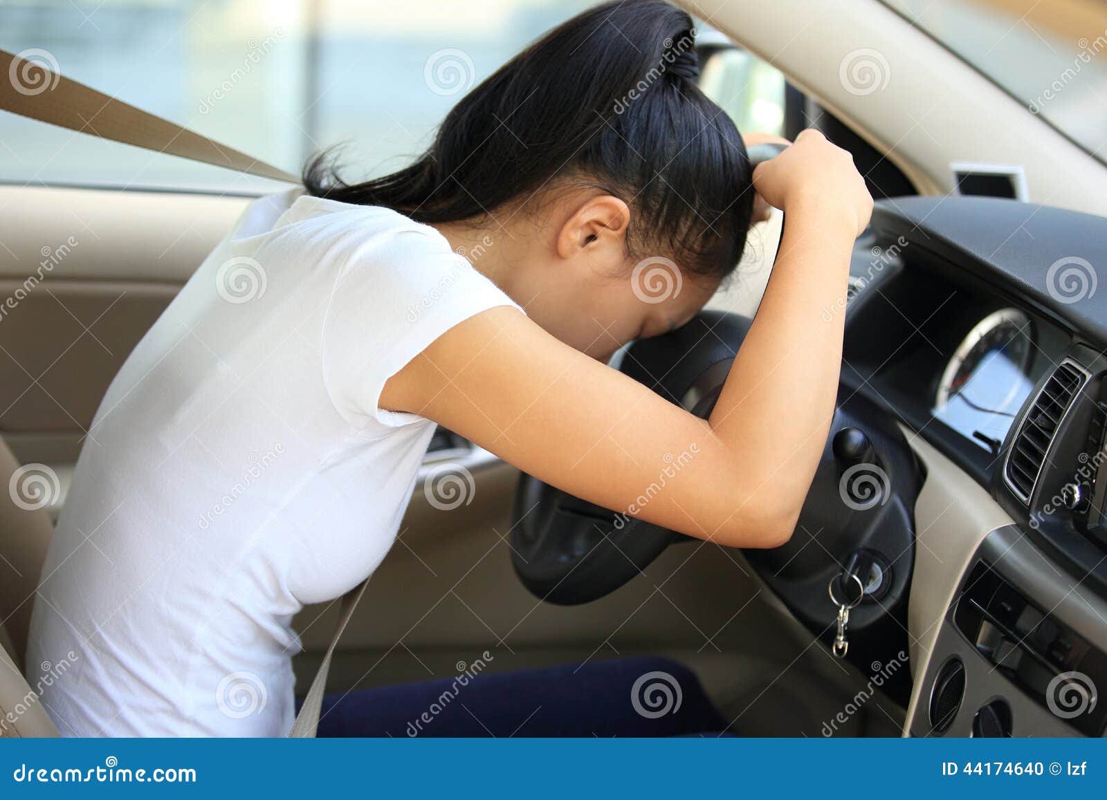Woman driver sad in car stock photo. Image of expression - 44174640