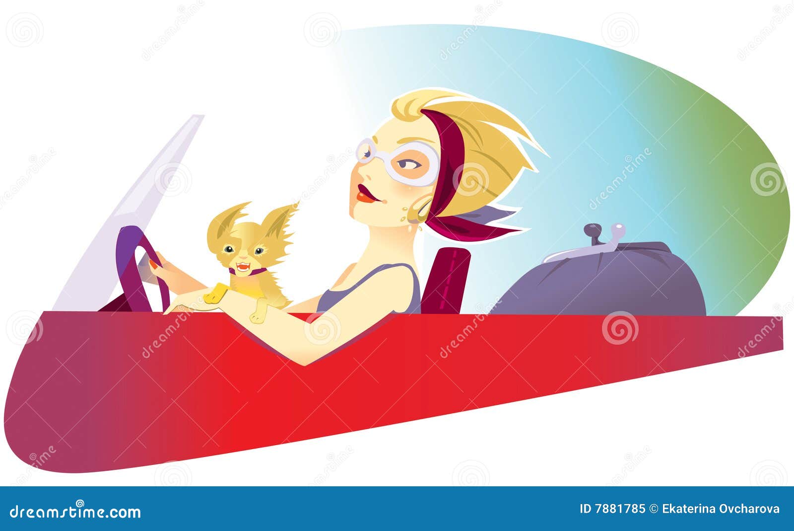 Woman driving a car stock illustration. Illustration of girl - 7881785