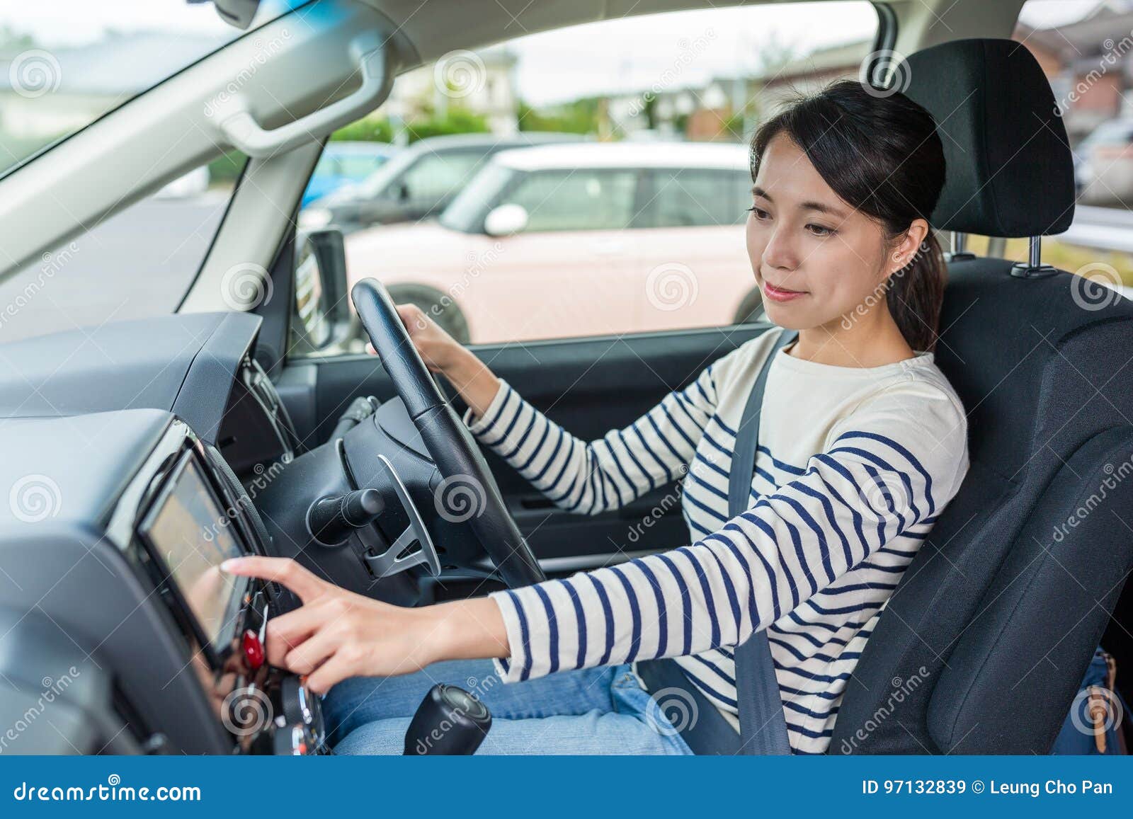 Woman Driving Car and Using GPS System Stock Image - Image of pretty ...