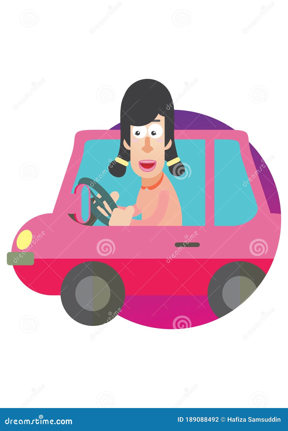 Woman Driving a Car. Vector Illustration Decorative Design Stock Vector ...