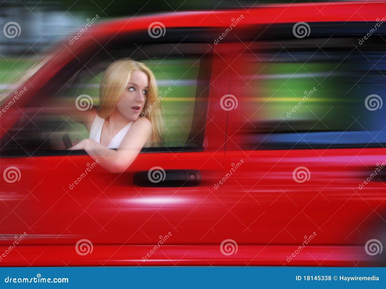 Woman Driving Red Car with Speed Stock Photo - Image of quickness ...