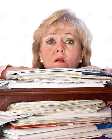 Woman Drowning in Paperwork Stock Photo - Image of burden, buried: 20056664