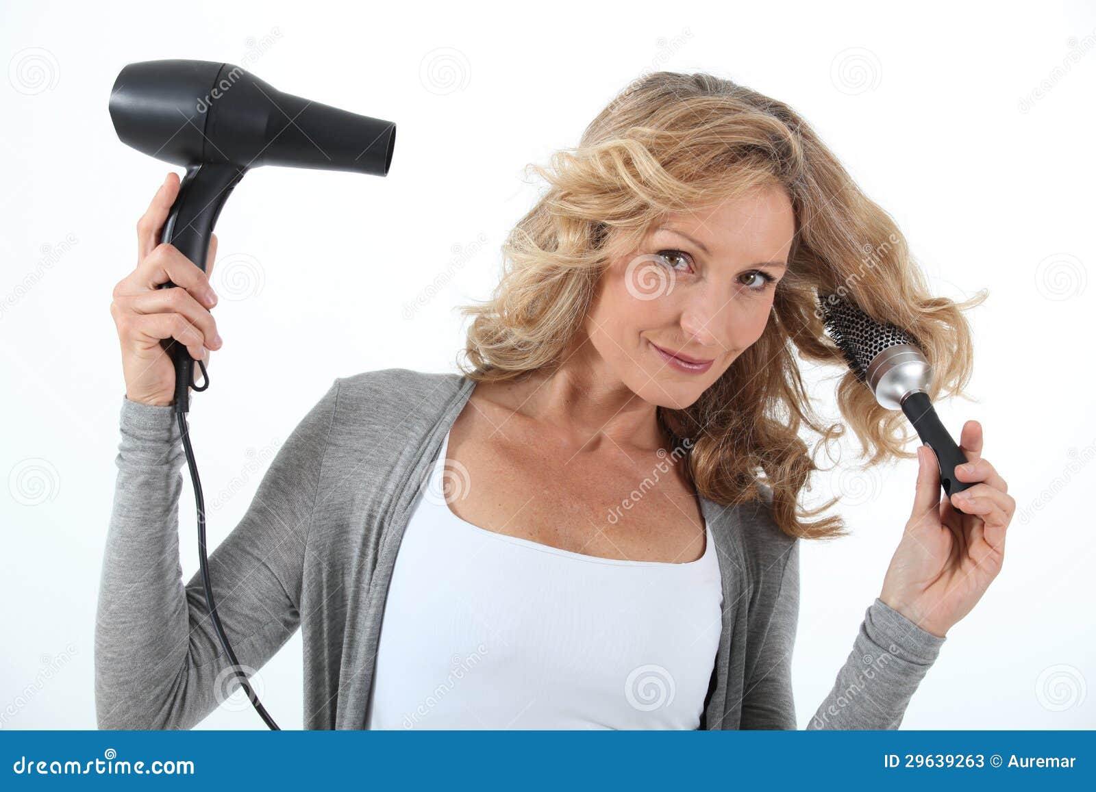 Woman drying hair stock image. Image of drying, shoulders - 29639263