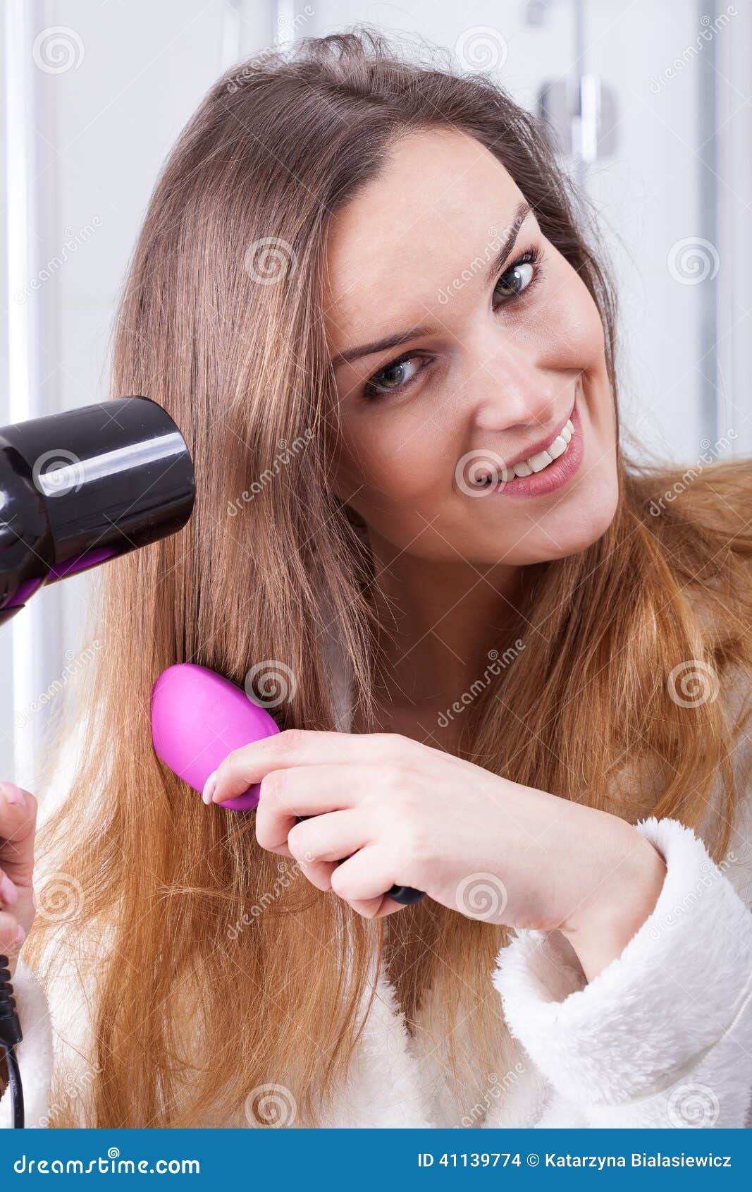 Woman drying hair stock photo. Image of care, adult, caucasian - 41139774