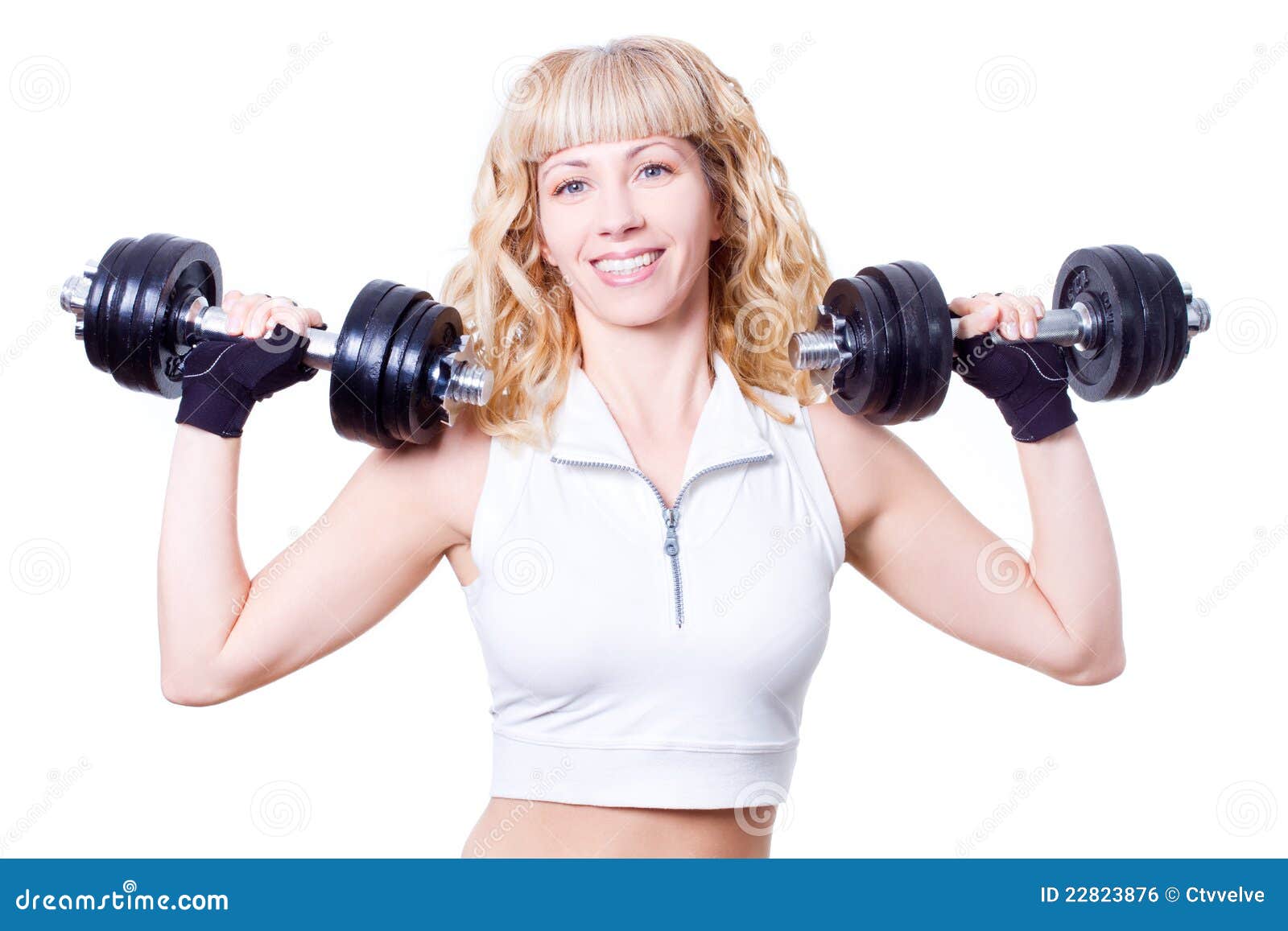 Woman with a dumbbell stock photo. Image of fitness, isolated - 22823876