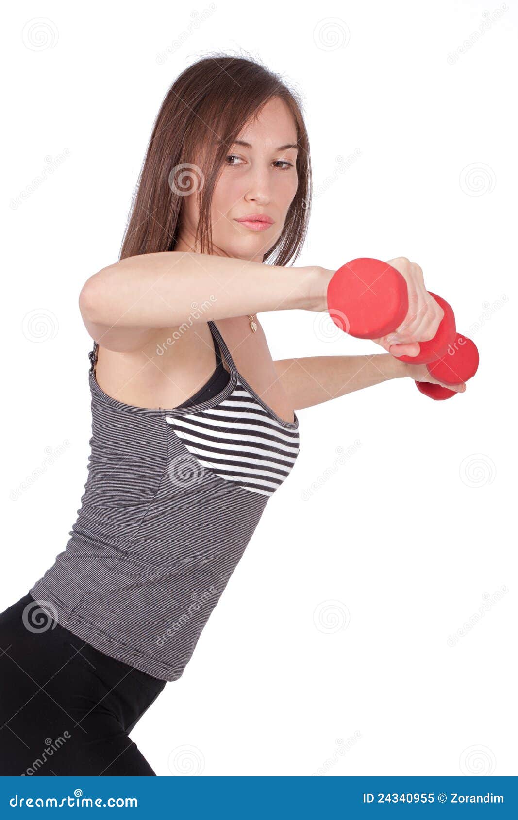 Woman with Dumbbell in Hand Stock Image - Image of dumbbel, bronzed ...