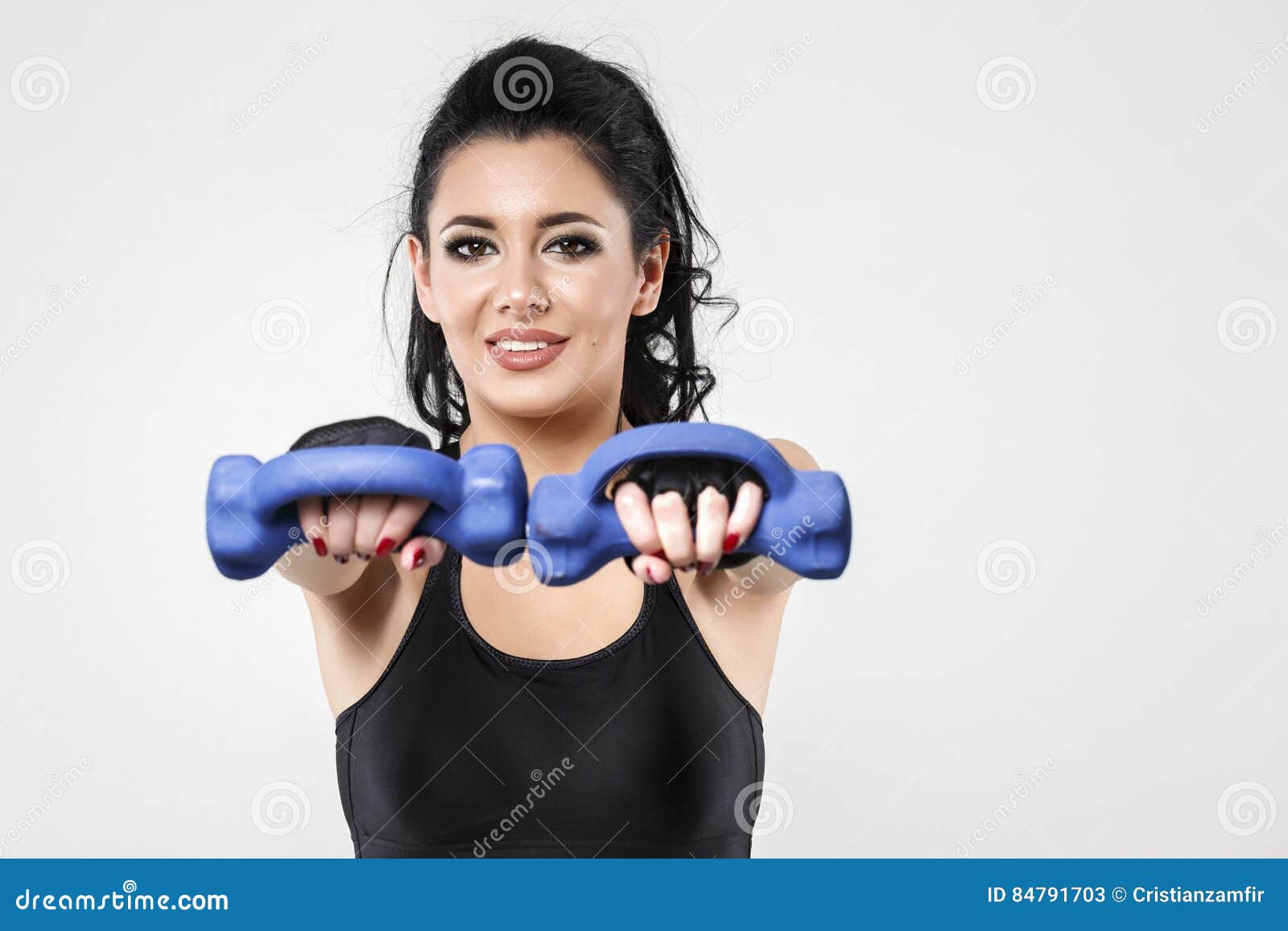 Woman with dumbbells stock image. Image of adult, caucasian - 84791703