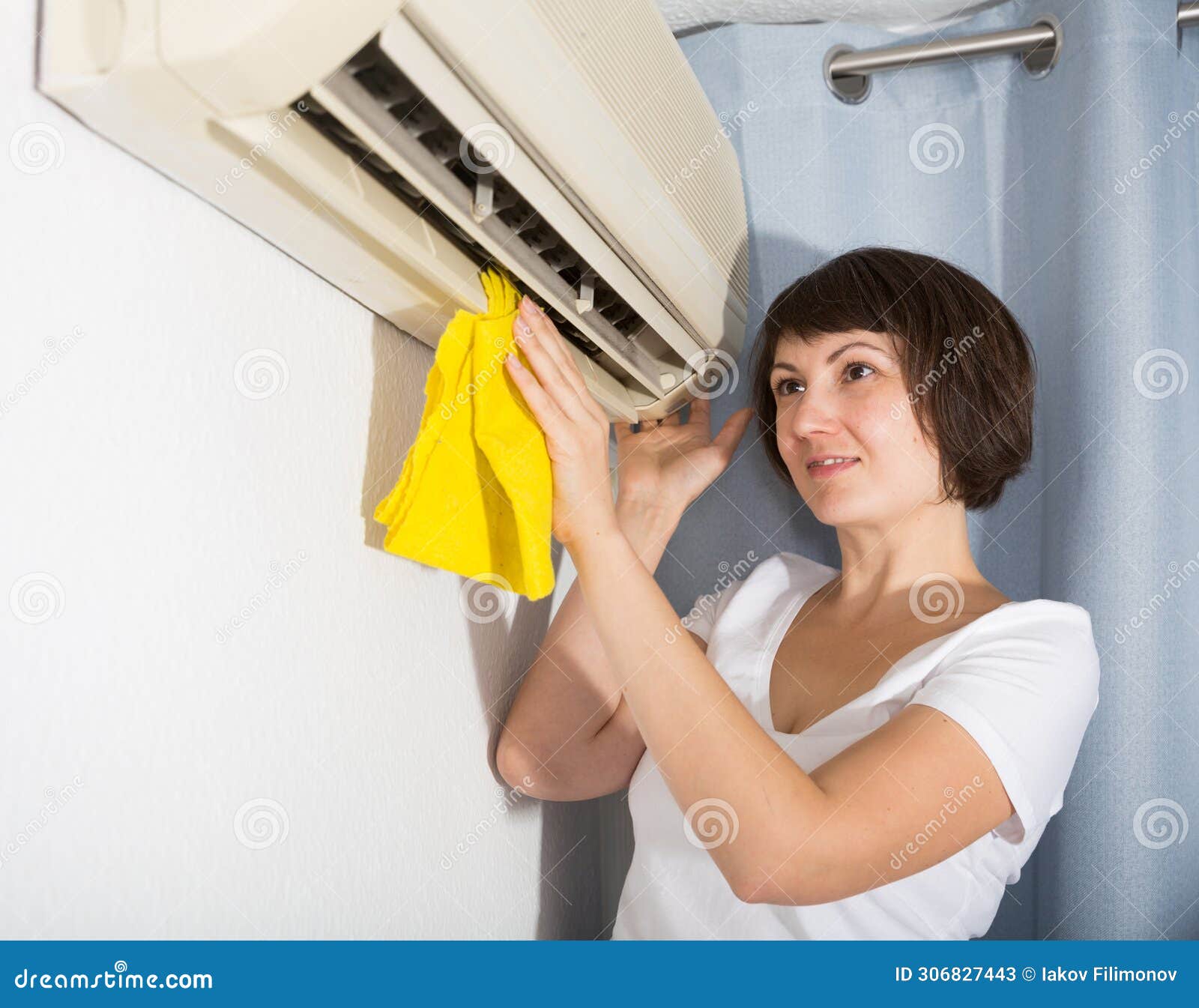 Woman Dusting Air Conditioning Stock Image - Image of appliance, inside ...