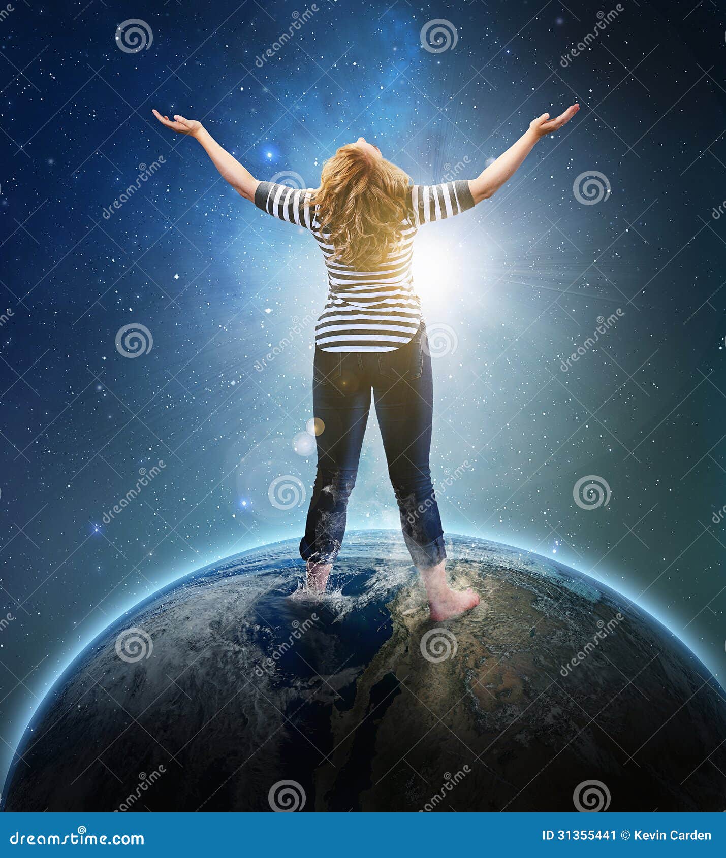 Woman on earth. stock image. Image of religion, hands - 31355441