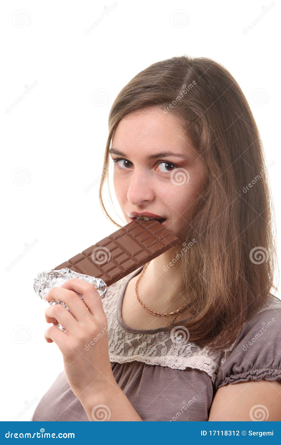 Woman eat chocolate stock photo. Image of adults, girls - 17118312