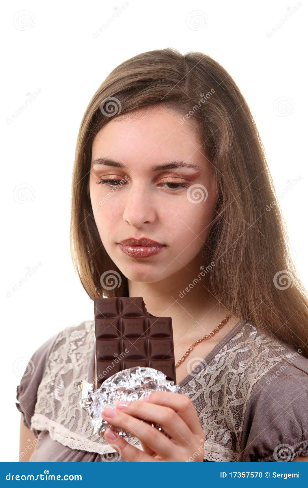 Woman eat chocolate stock photo. Image of brown, desire - 17357570