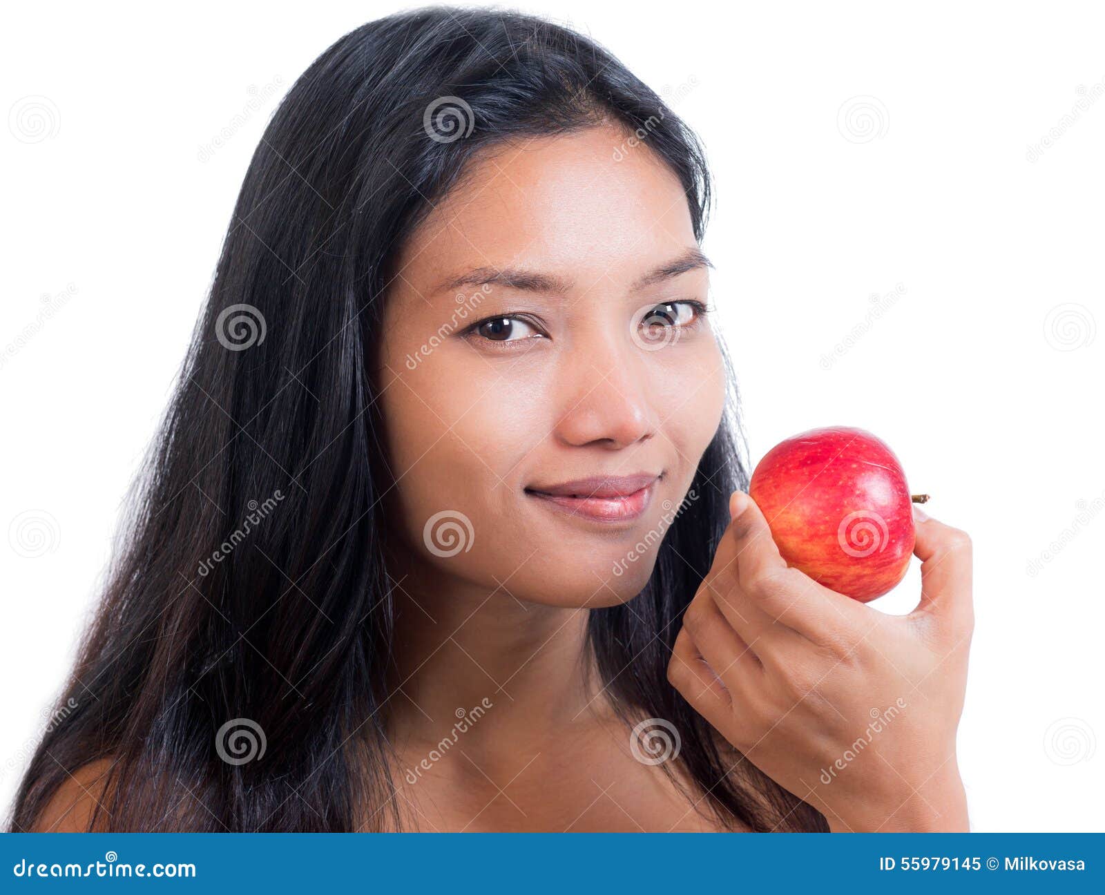 Woman eat red apple stock image. Image of diet, medicine - 55979145