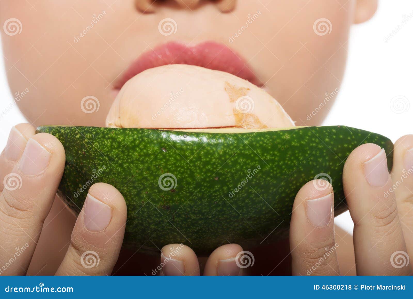 Woman eating avocado stock photo. Image of brunette, meal - 46300218